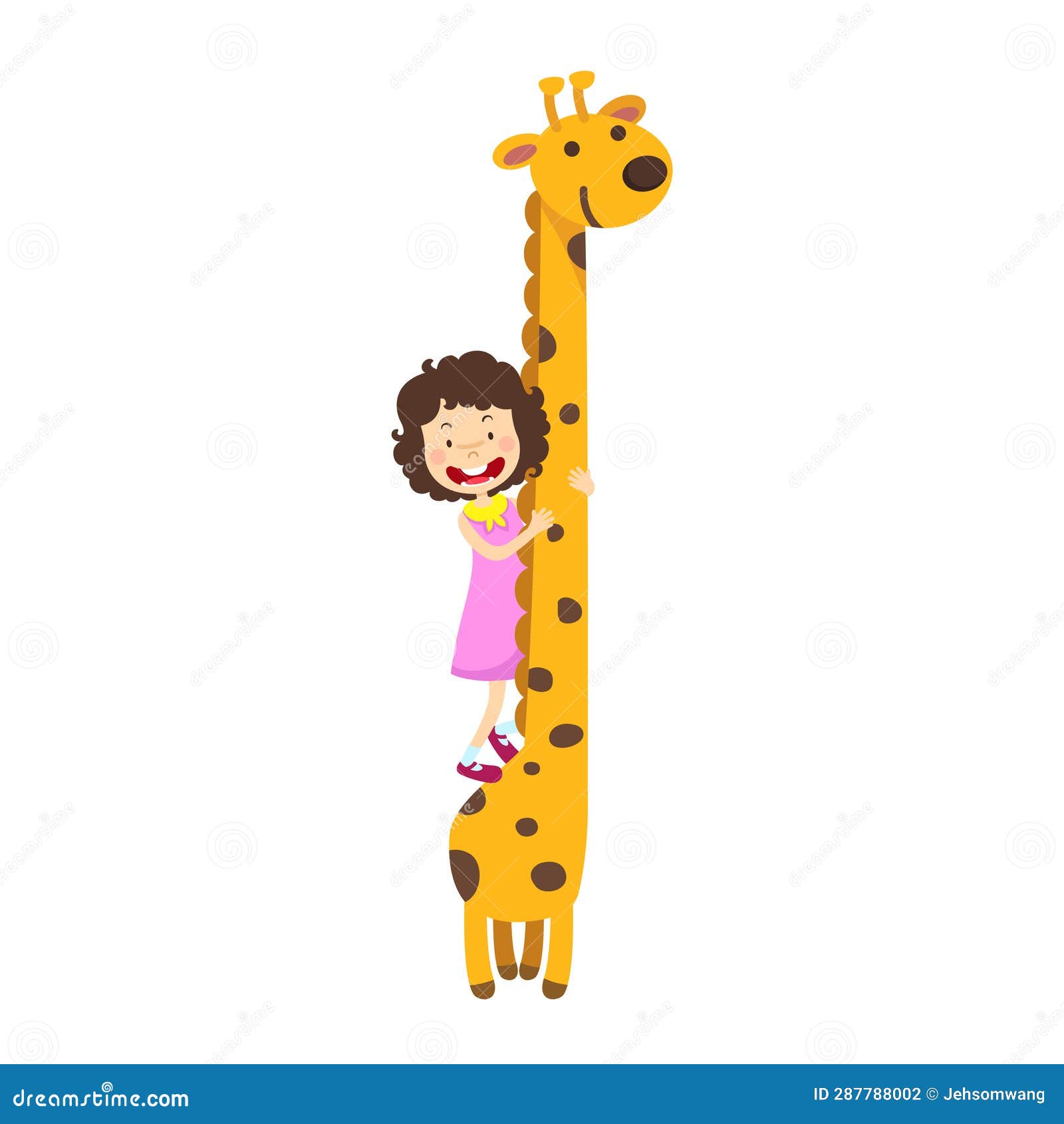 Cute Little Girl Riding Giraffe Stock Illustration - Illustration of ...