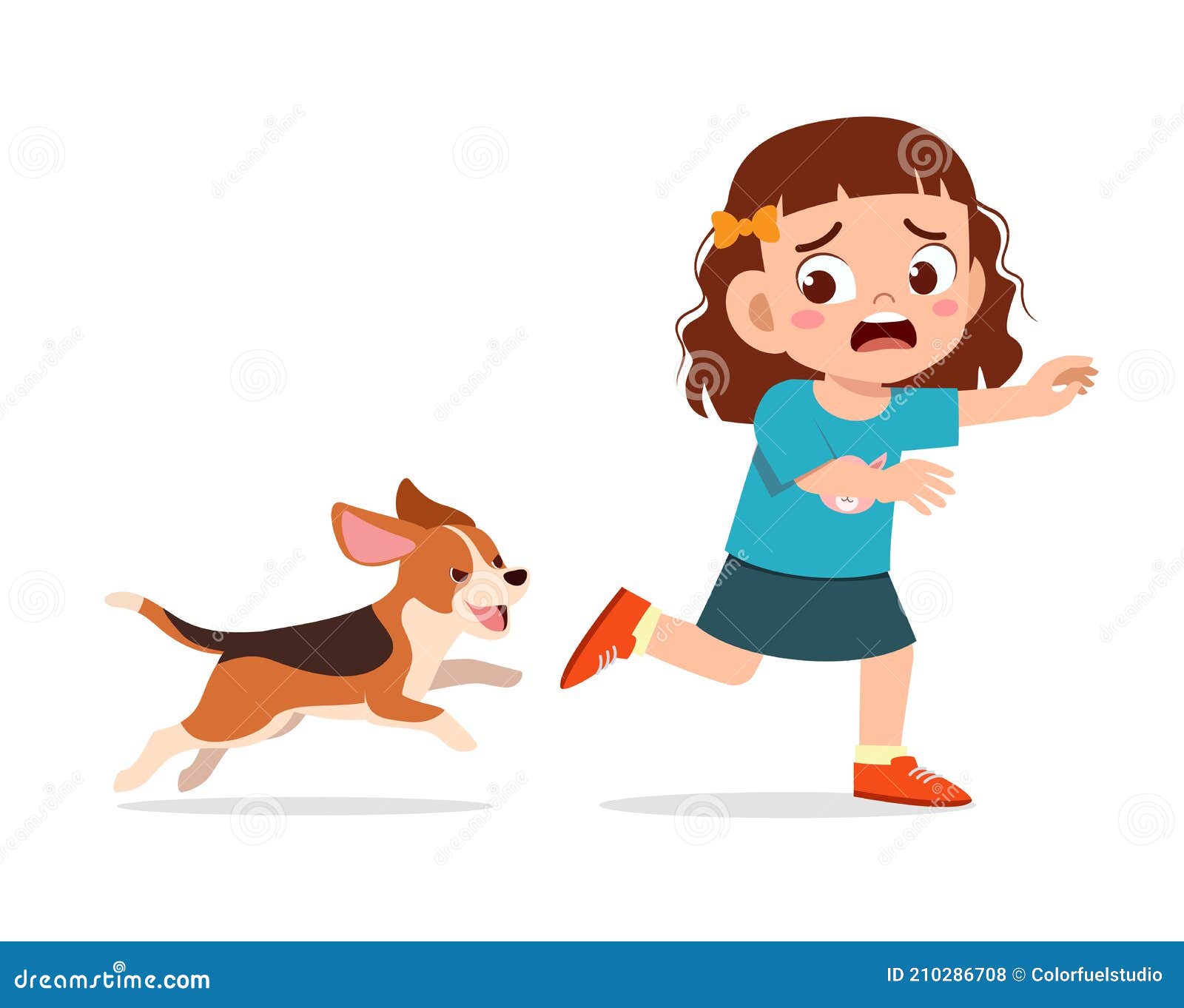 Cute Little Girl Scared because Chased by Bad Dog Stock Vector ... Cute Little Girl Scared because Chased by Bad Dog Stock Vector ...