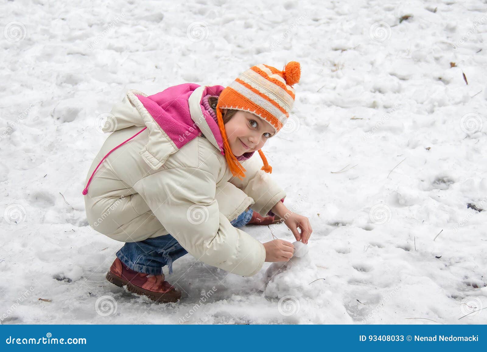 Cute Little Girl in the Snow Stock Image - Image of family, activity ...