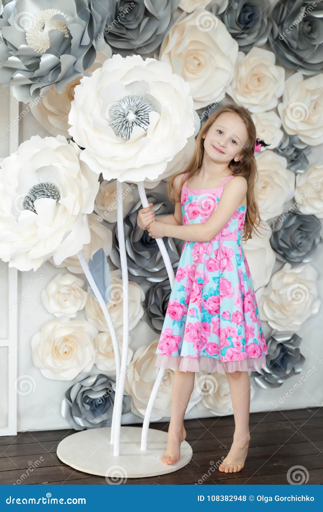 Cute Little Girl in Spring Studio Stock Photo - Image of pink, love ...