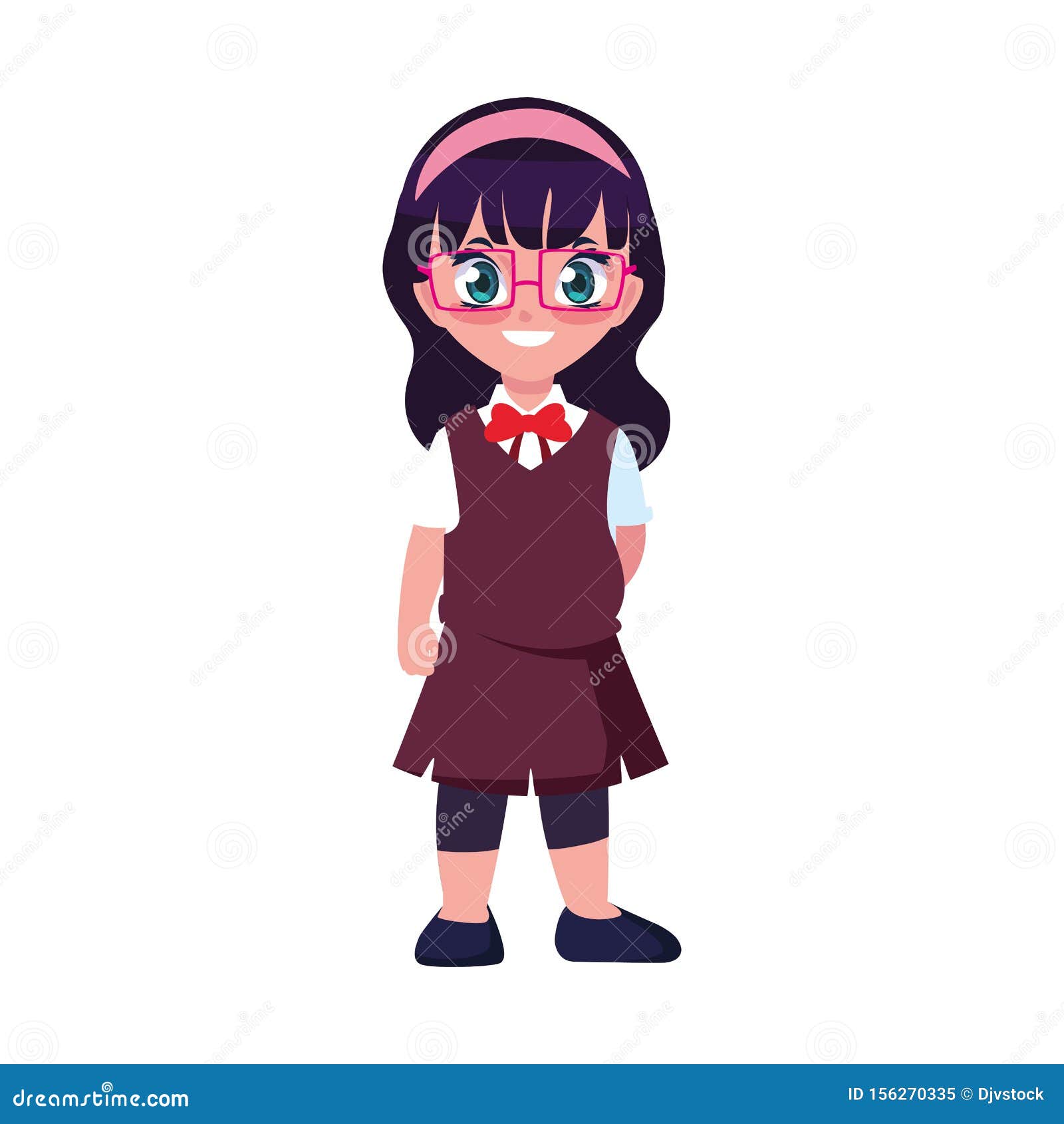 Cute Little Girl Standing Character Stock Illustration - Illustration ...