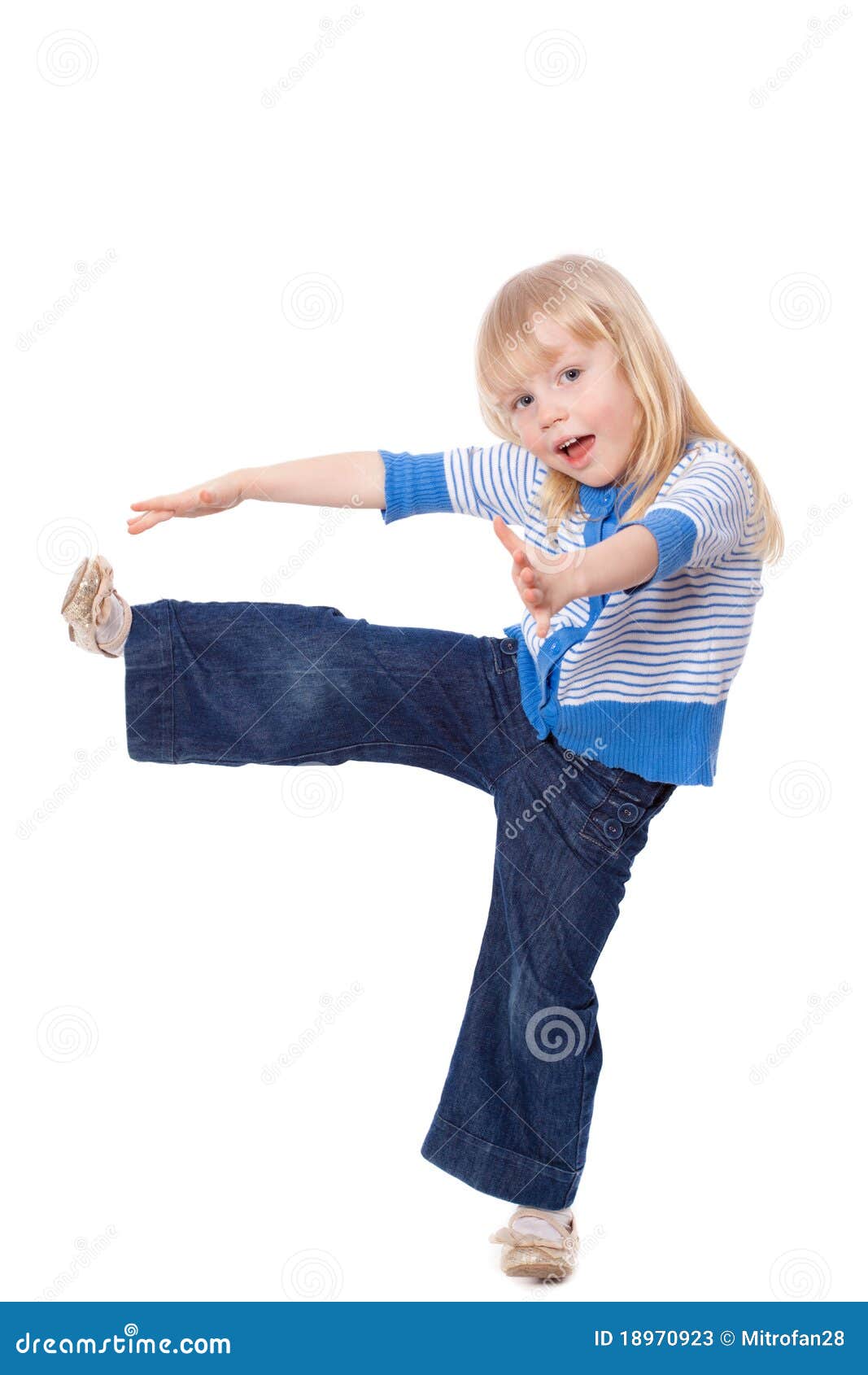 Cute Little Girl Stretching Stock Image - Image of happy, beautiful ...