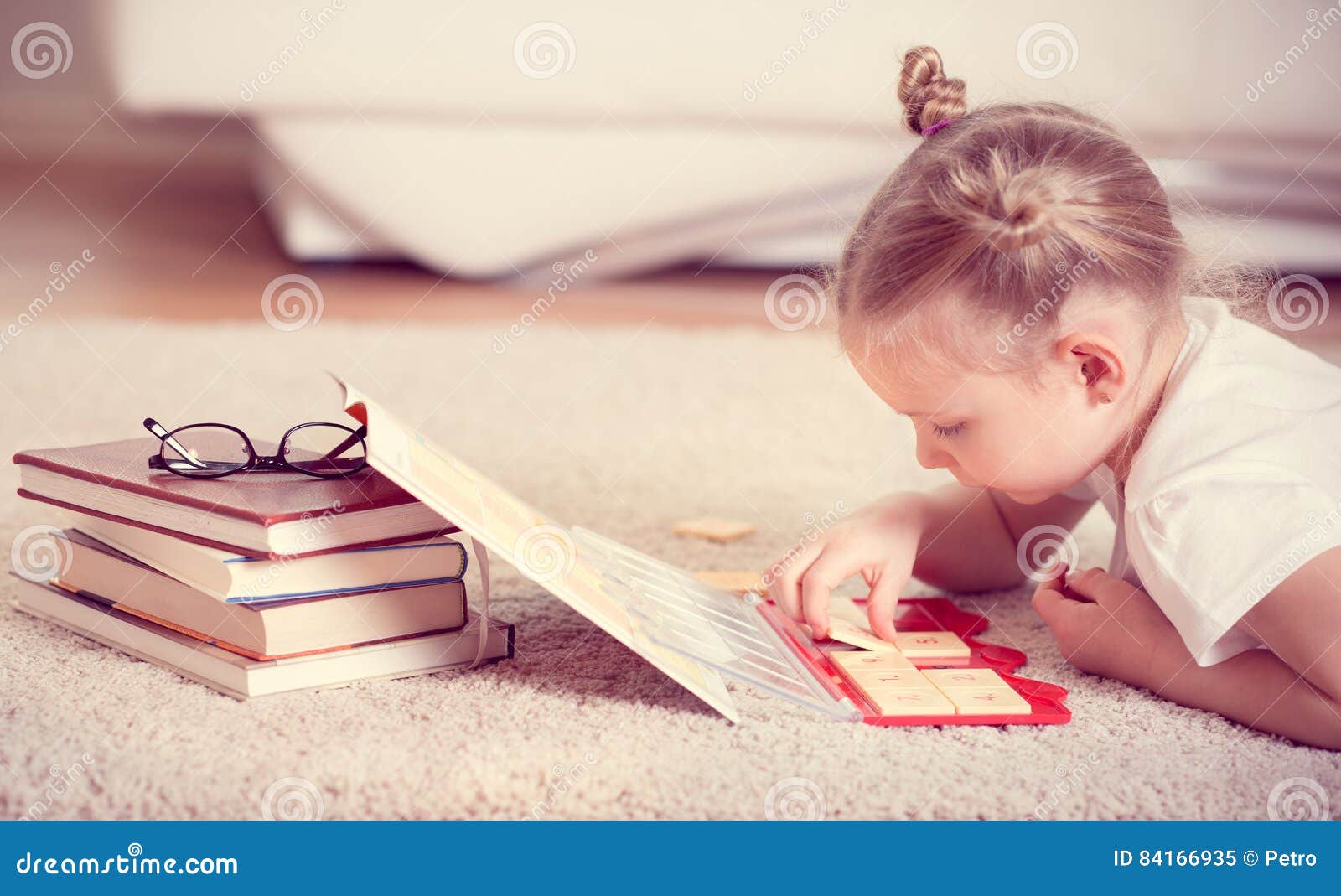 Cute Little Girl Study Mathematics Stock Image - Image of modern ...