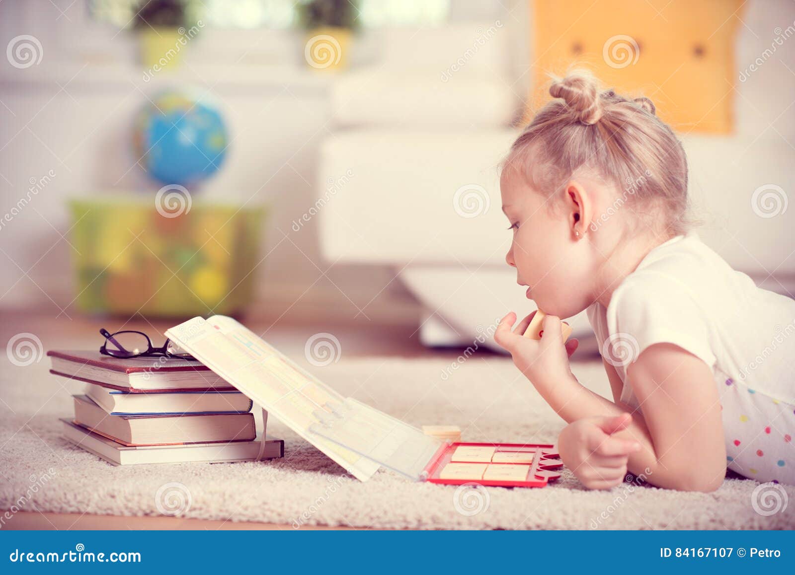 Cute Little Girl Study Mathematics Stock Image - Image of creativity ...
