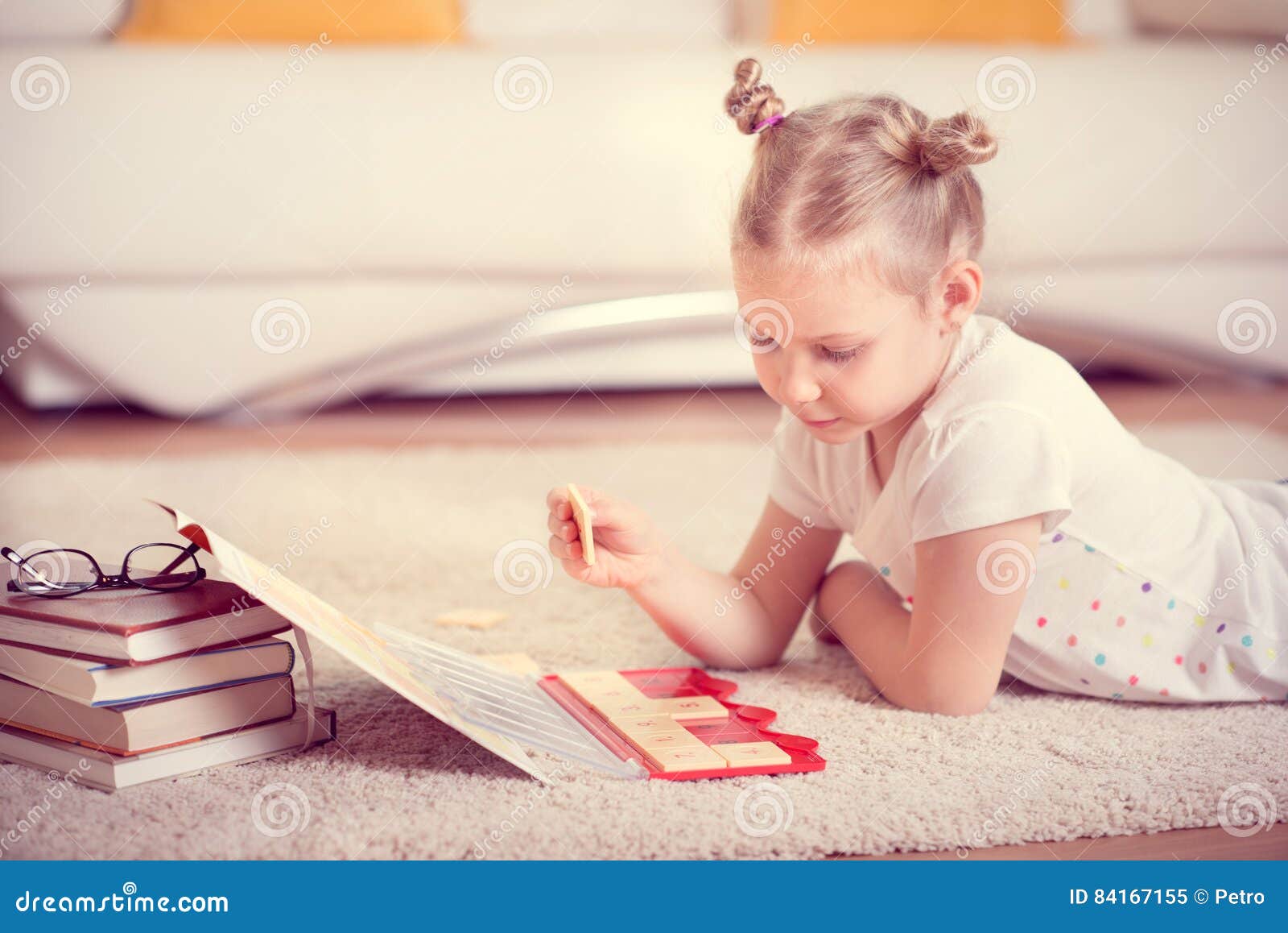 Cute Little Girl Study Mathematics Stock Image - Image of elementary ...