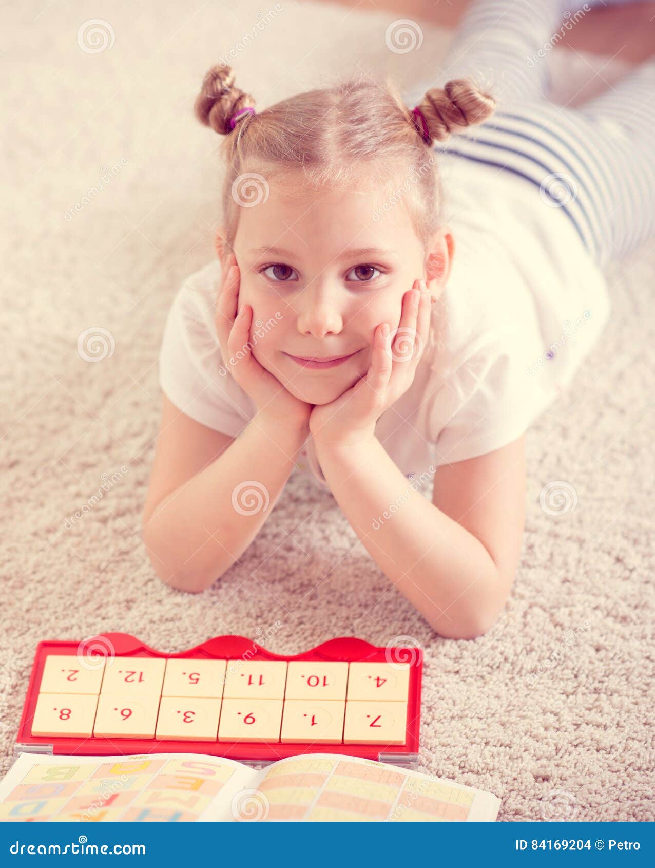 Cute Little Girl Study Mathematics Stock Photo - Image of creativity ...