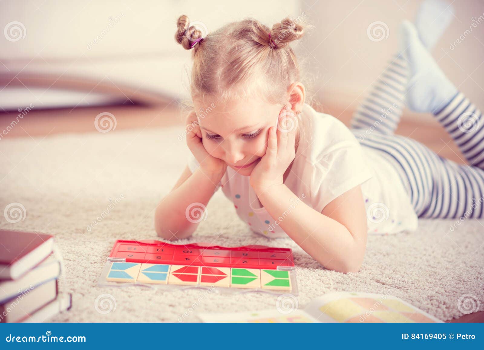Cute Little Girl Study Mathematics Stock Image - Image of learning ...