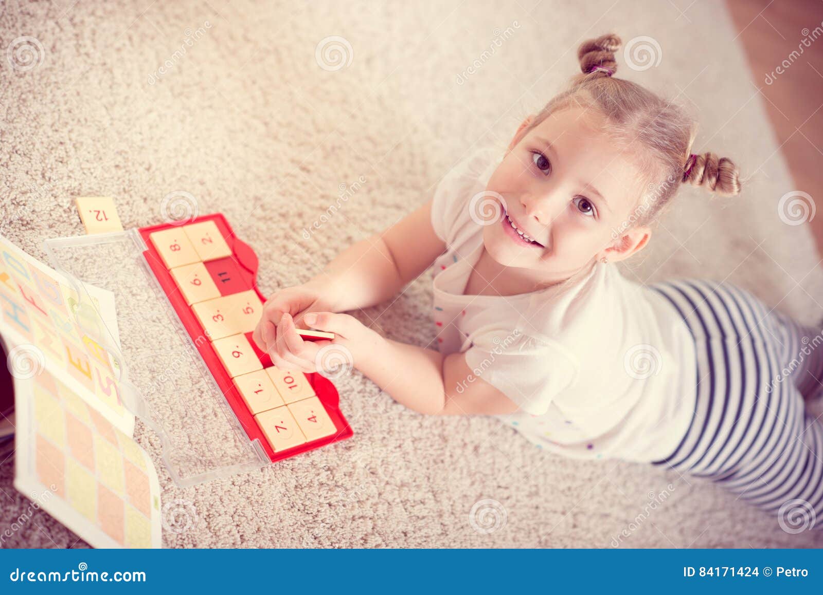 Cute Little Girl Study Mathematics Stock Photo - Image of cute ...