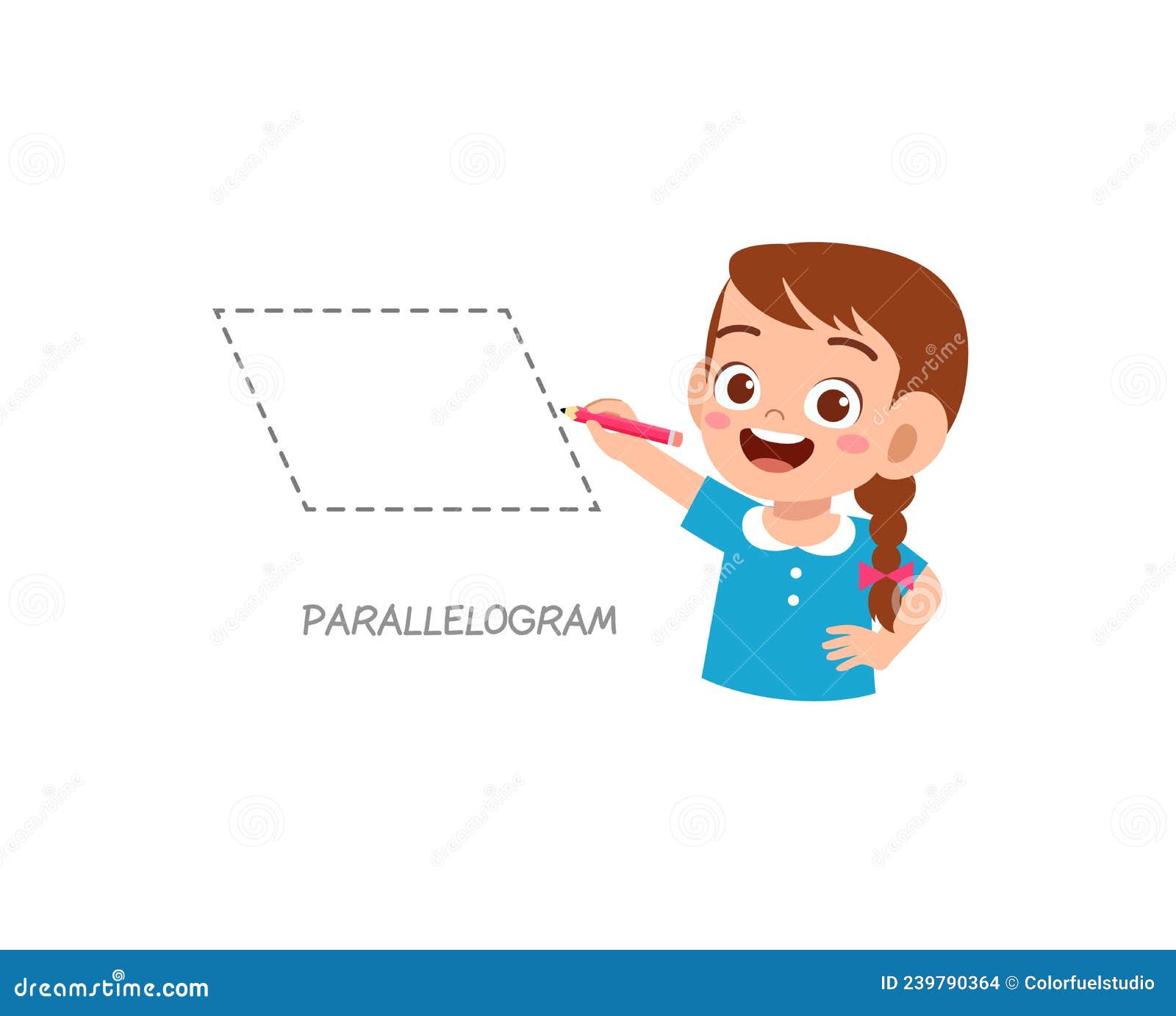 Cute Little Girl Study To Draw a Parallelogram Stock Vector ...