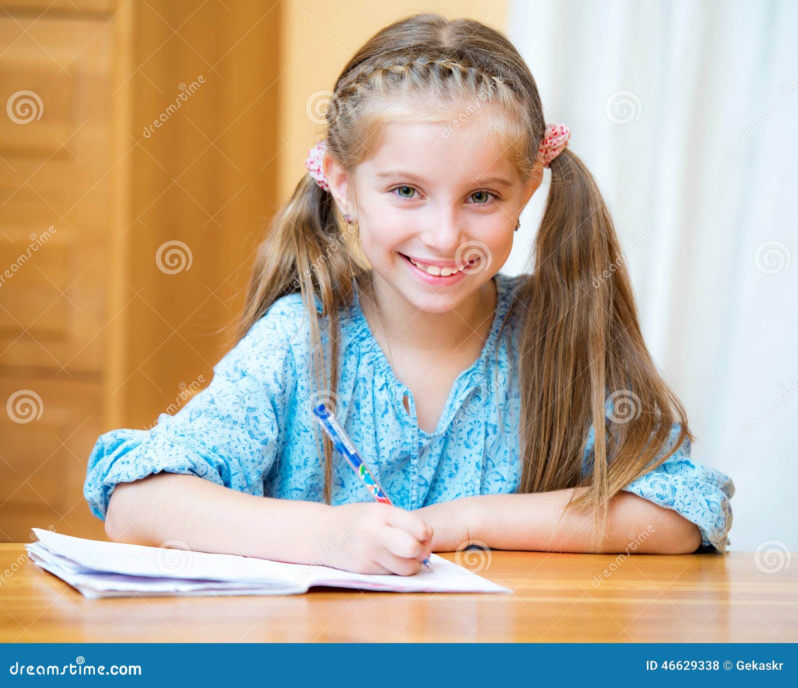 Cute little girl studying stock photo. Image of class - 46629338