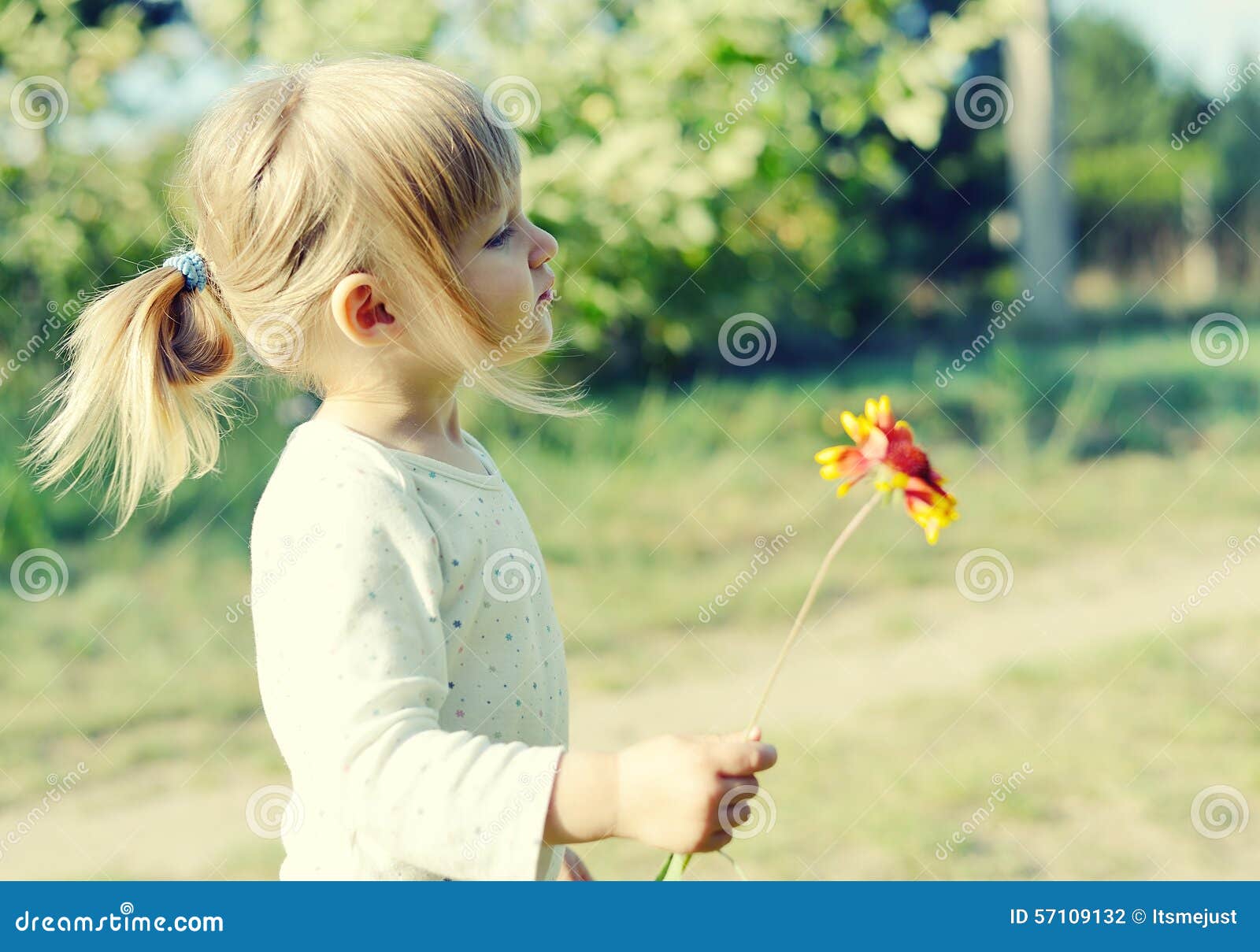 Cute Little Girl in the Sunshine. Stock Photo - Image of cute, outdoors ...