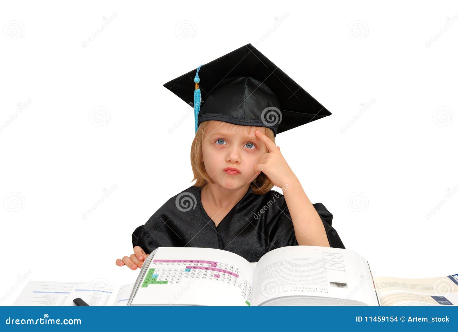 Cute Little Girl is Thinking Stock Photo - Image of isolated, ponder ...
