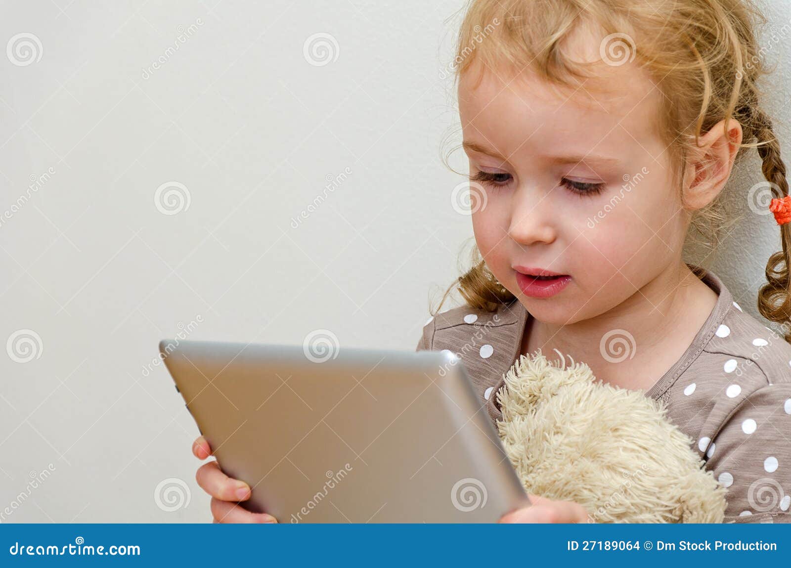 Cute Little Girl Using Tablet Computer Stock Photo - Image of ...