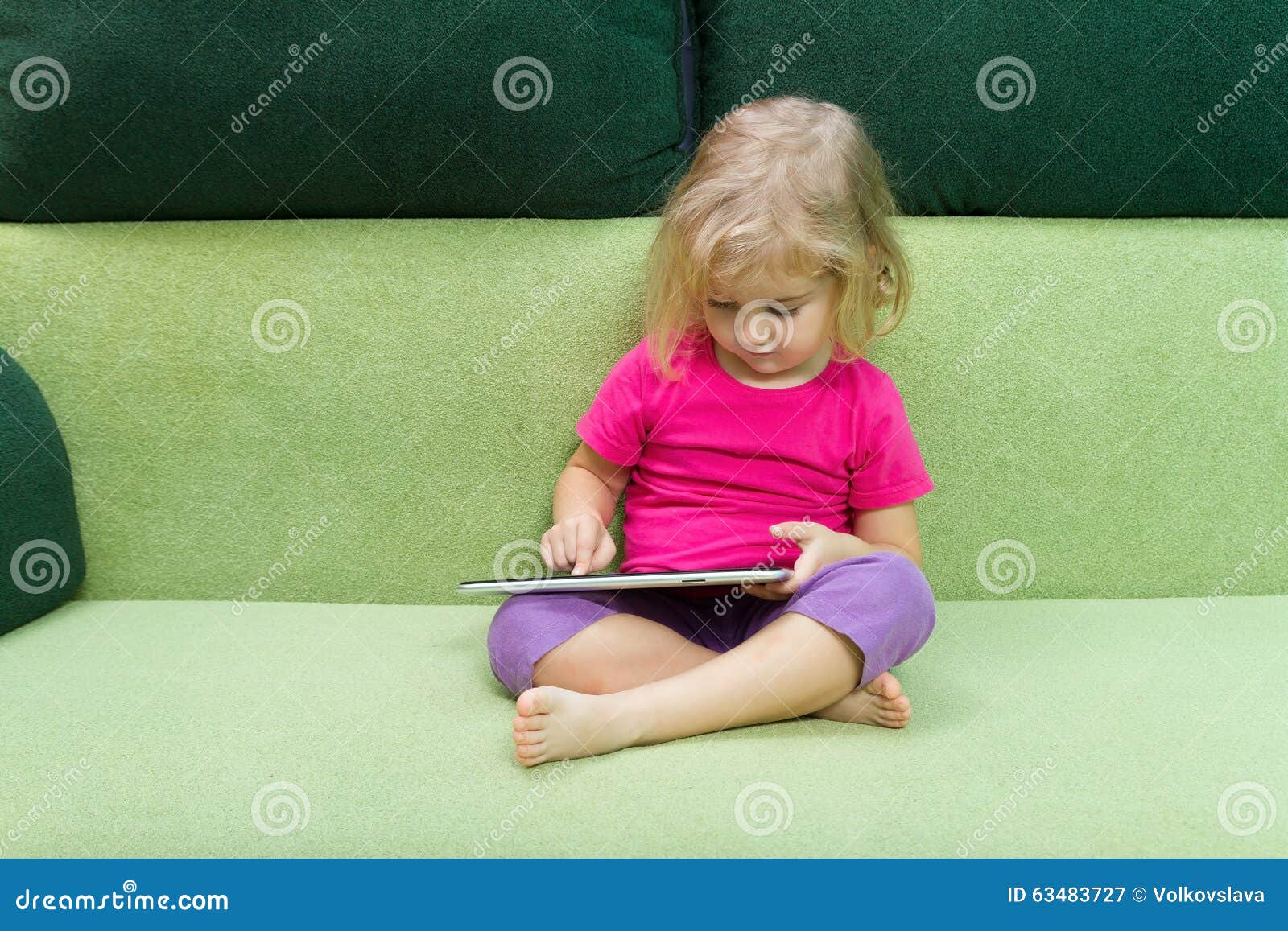 Cute Little Girl Using Tablet Computer Stock Image - Image of ereader ...
