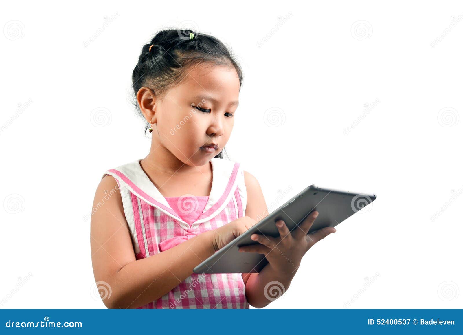 Cute Little Girl Using Technology Stock Image - Image of hands, faith ...