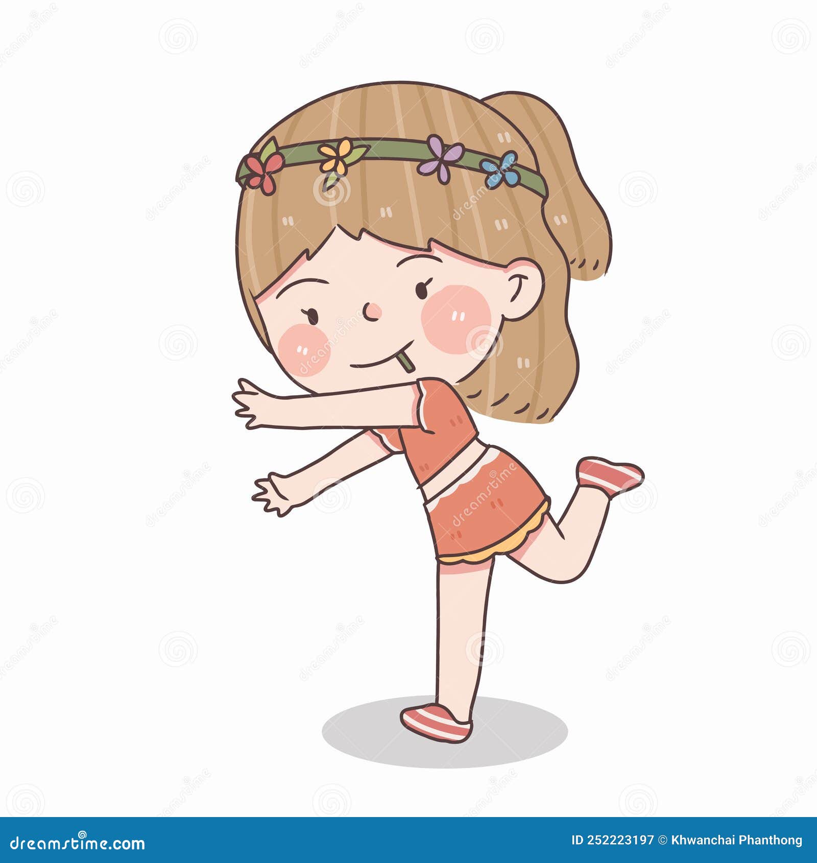 Cute Little Girl Walk and Run, Vector and Illustration Stock ...