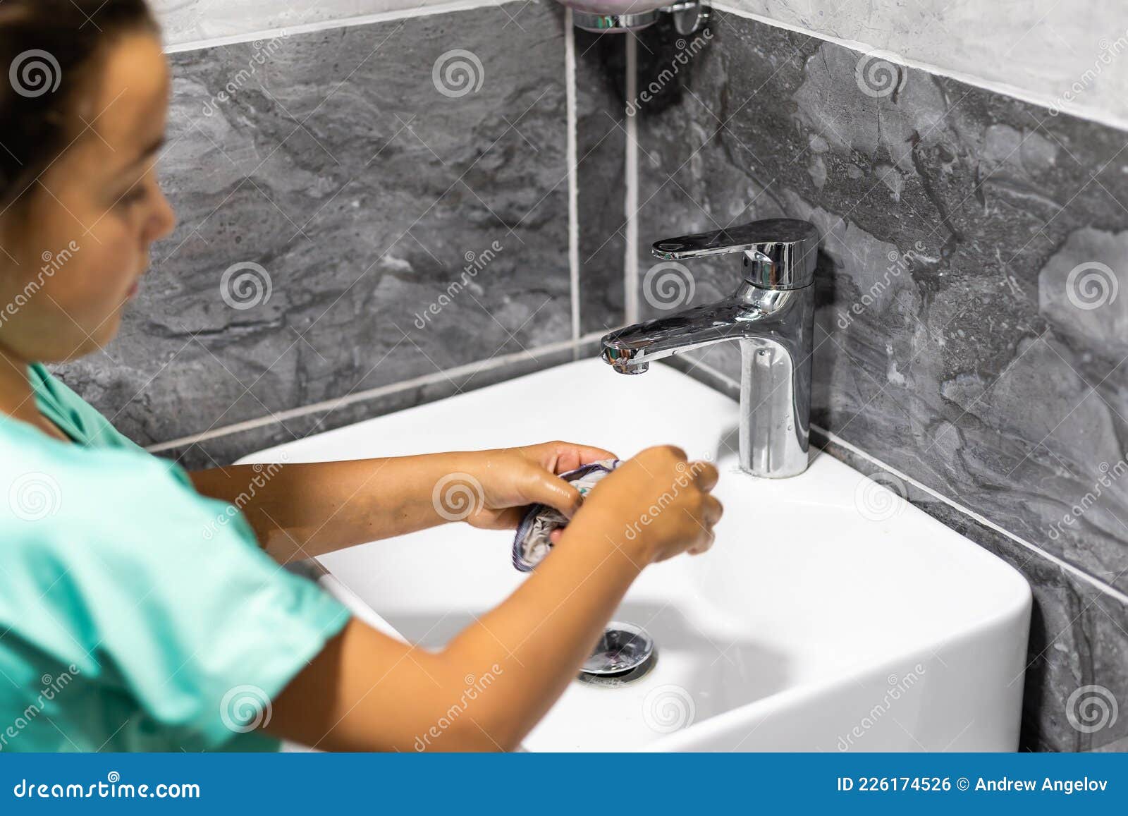 Cute Little Girl Washing in Bath Stock Photo - Image of lifestyle ...