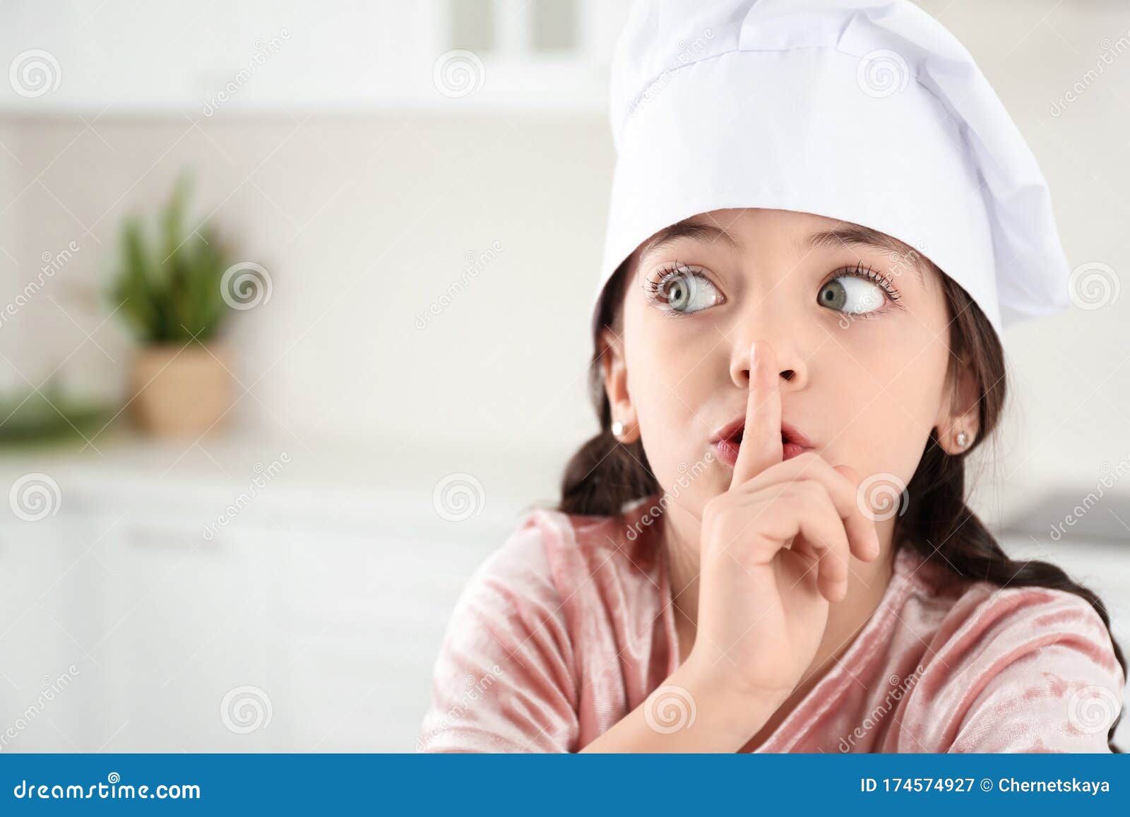 Cute Little Girl Wearing Chef Hat Stock Image - Image of girl, chef ...