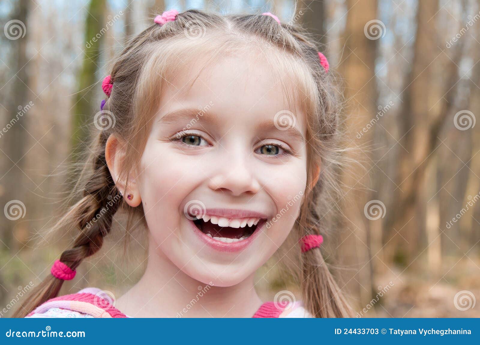 Cute Little Girl On The Wood Stock Photos - Image: 24433703