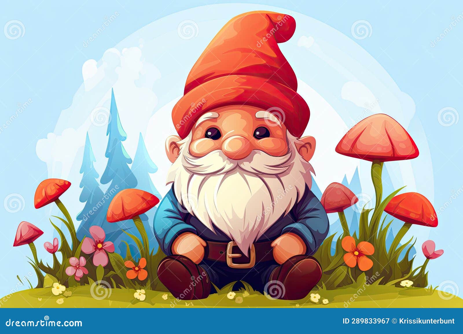 Cute Little Gnome with Red Cap Stock Illustration - Illustration of ...