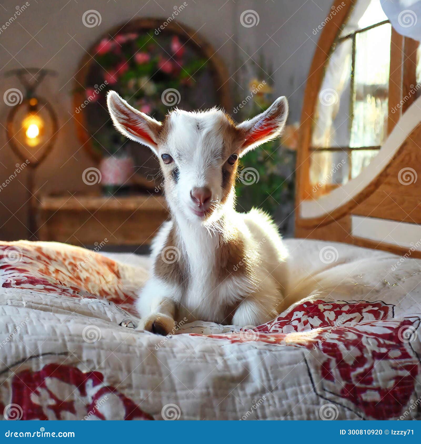 Cute Little Goat Laying on the Bed Stock Illustration - Illustration of ...