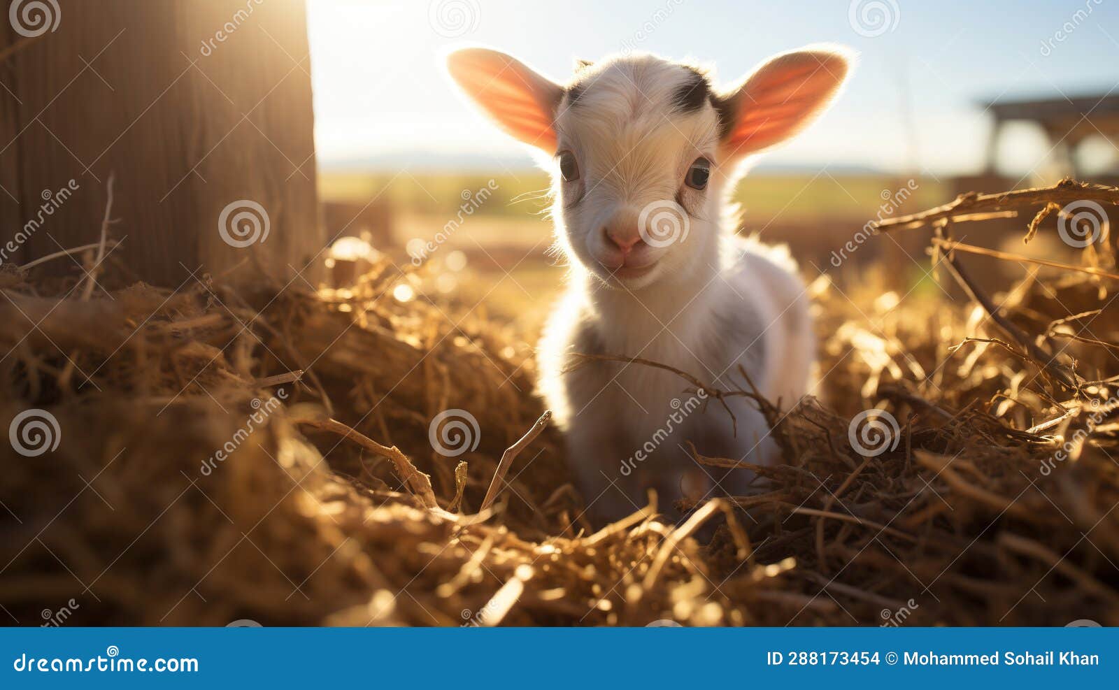 Cute Little Goat Playing in the Field AI Generative Stock Illustration ...
