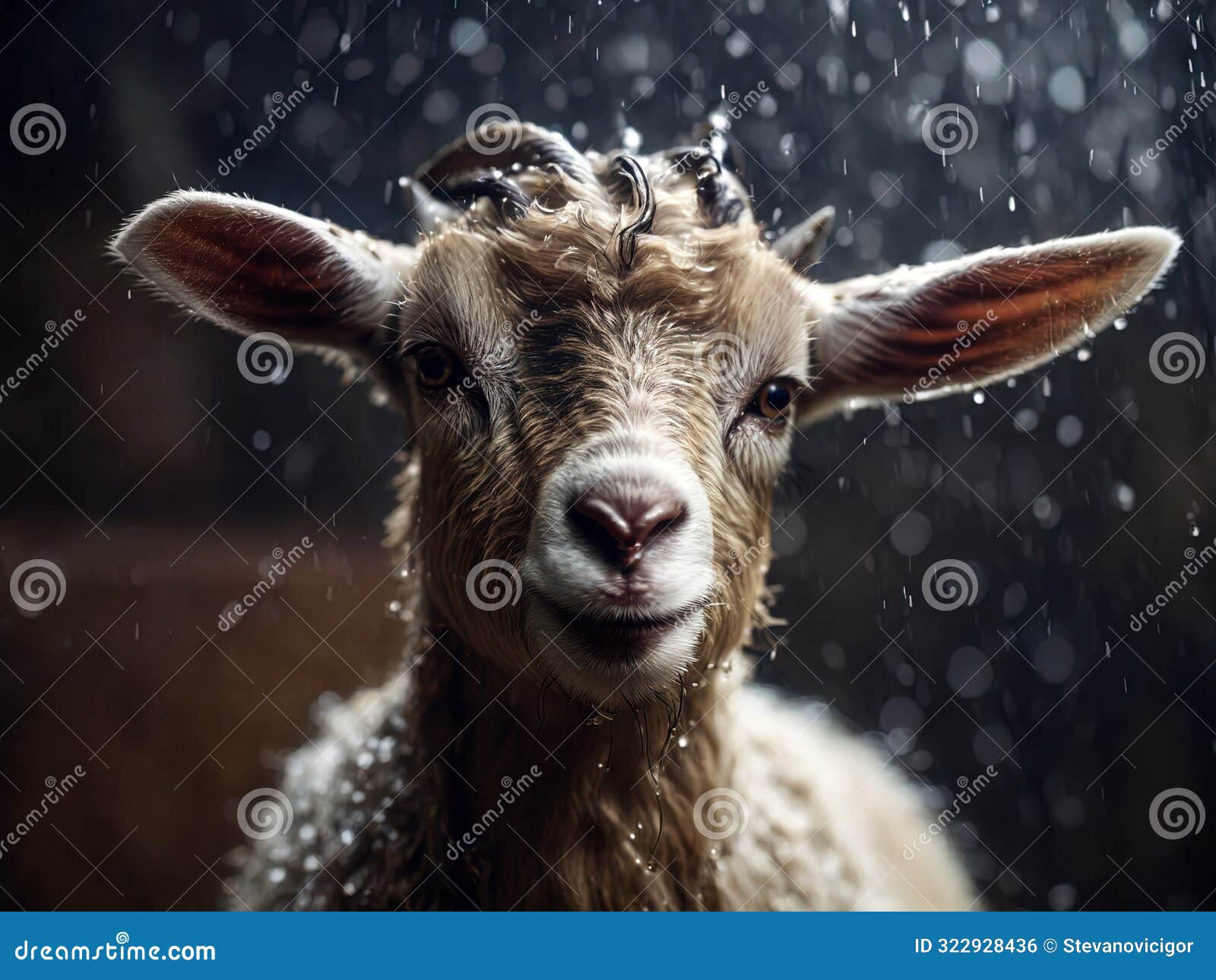Red Goat In Rain: Terragen-inspired Stop-motion Artwork Stock Image ...