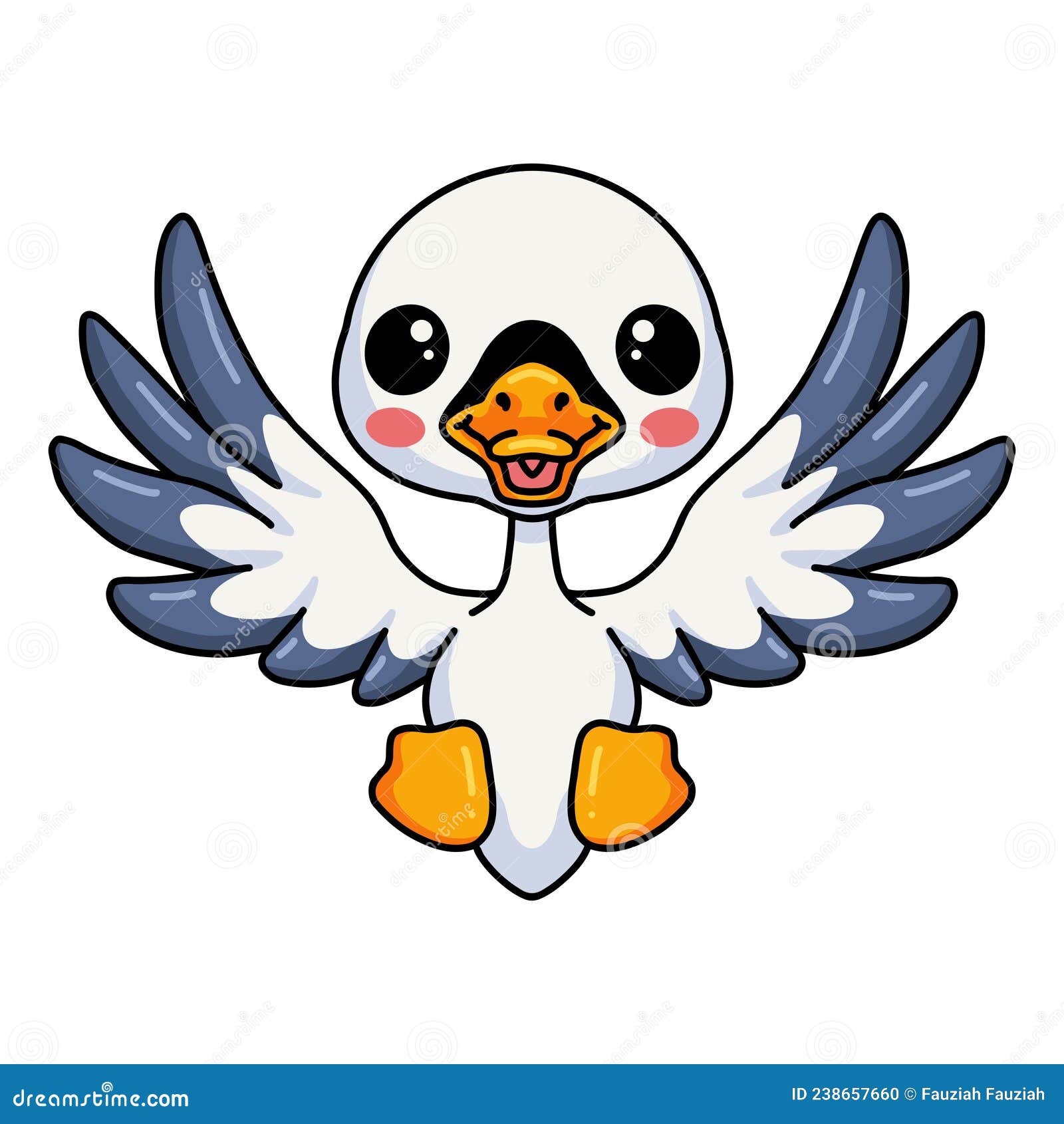 Cute Little Goose Cartoon Flying Stock Vector - Illustration of beak ...
