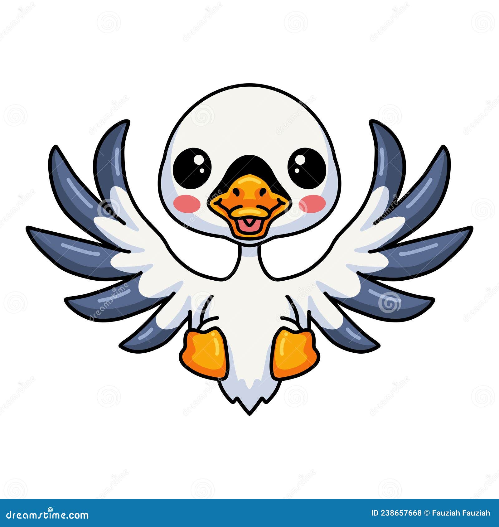 Cute Little Goose Cartoon Flying Stock Vector - Illustration of graphic ...