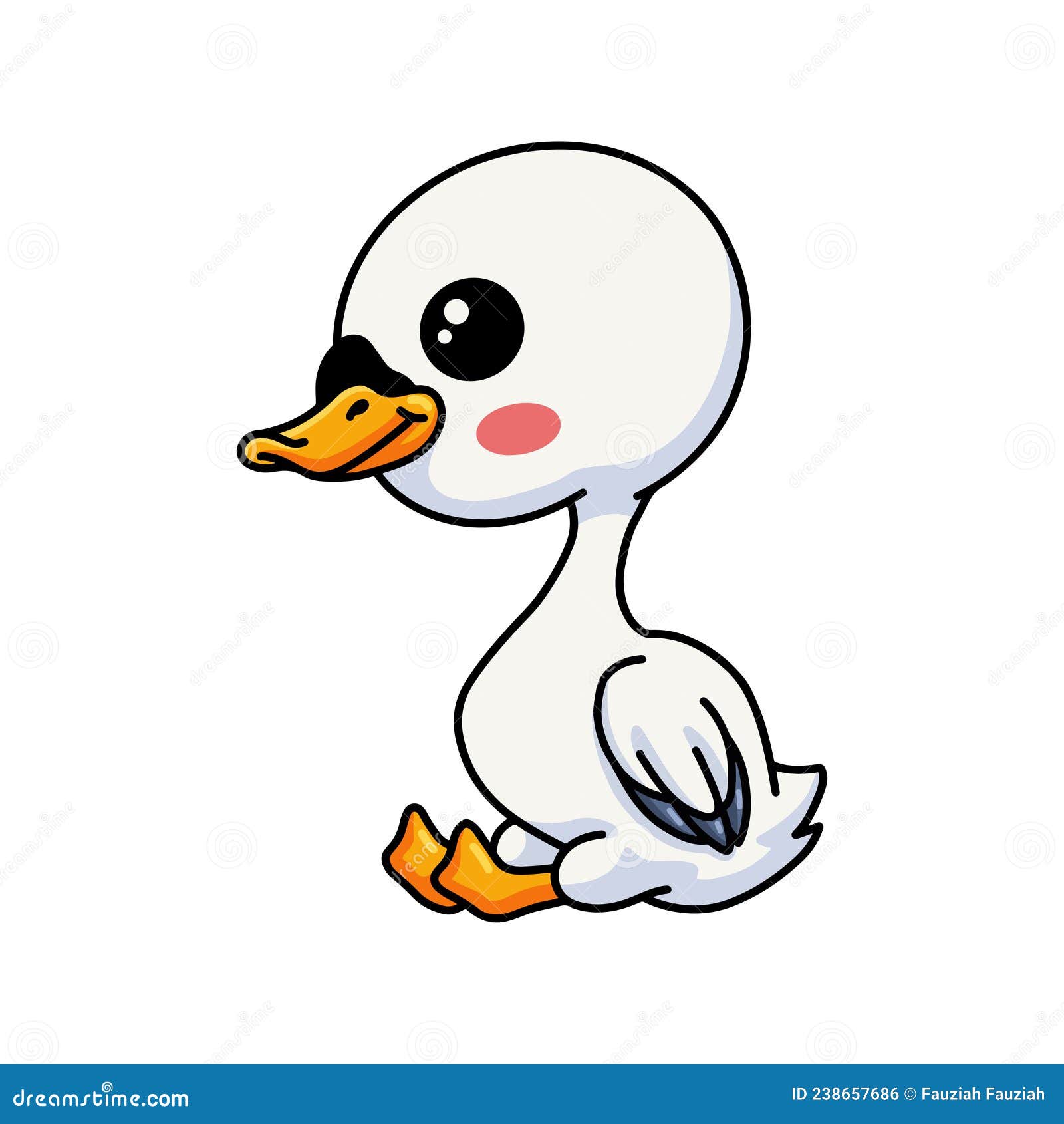 Cute Little Goose Cartoon Sitting Stock Vector - Illustration of goose ...