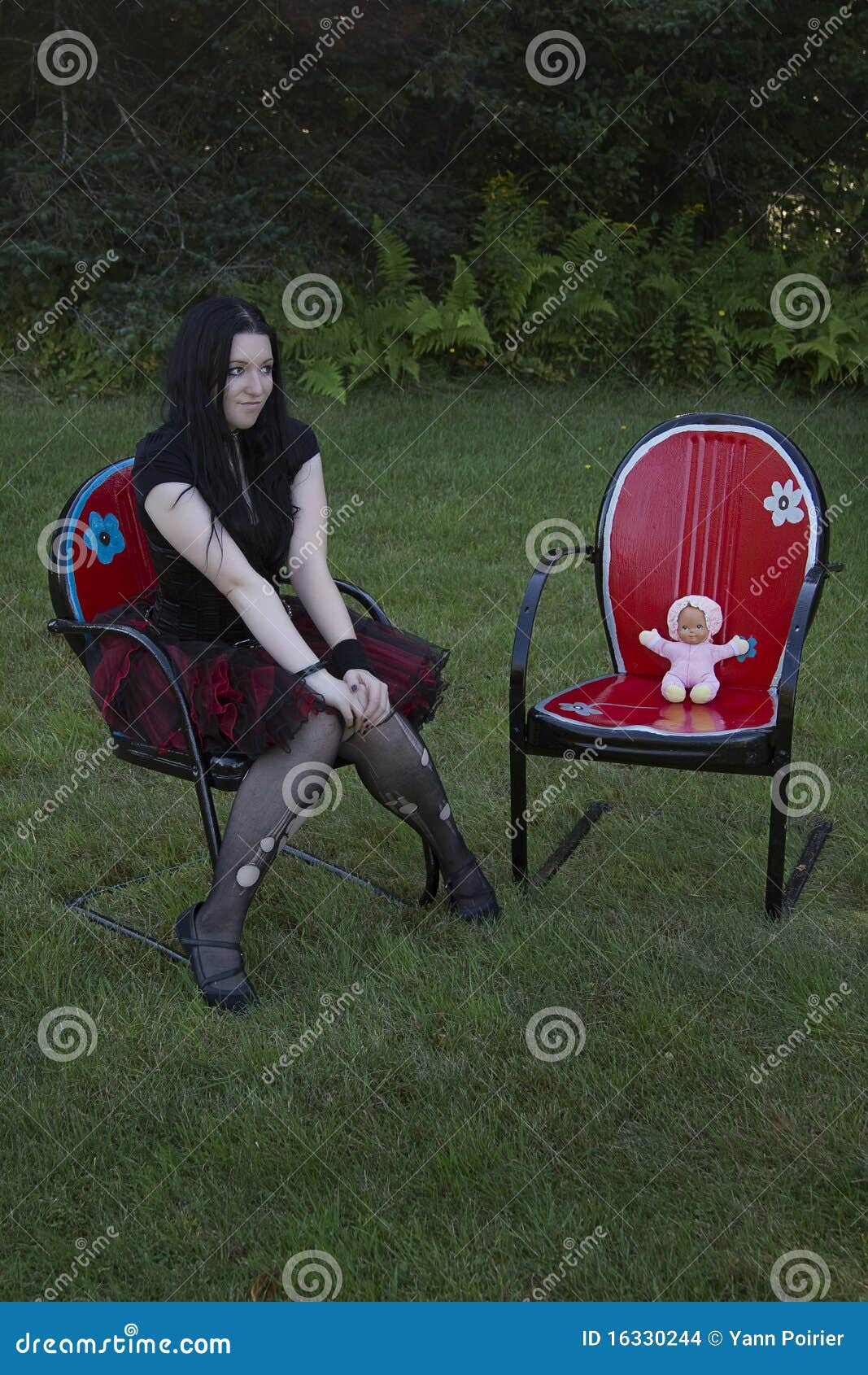 Cute little goth girl stock photo. Image of yard, forest - 16330244
