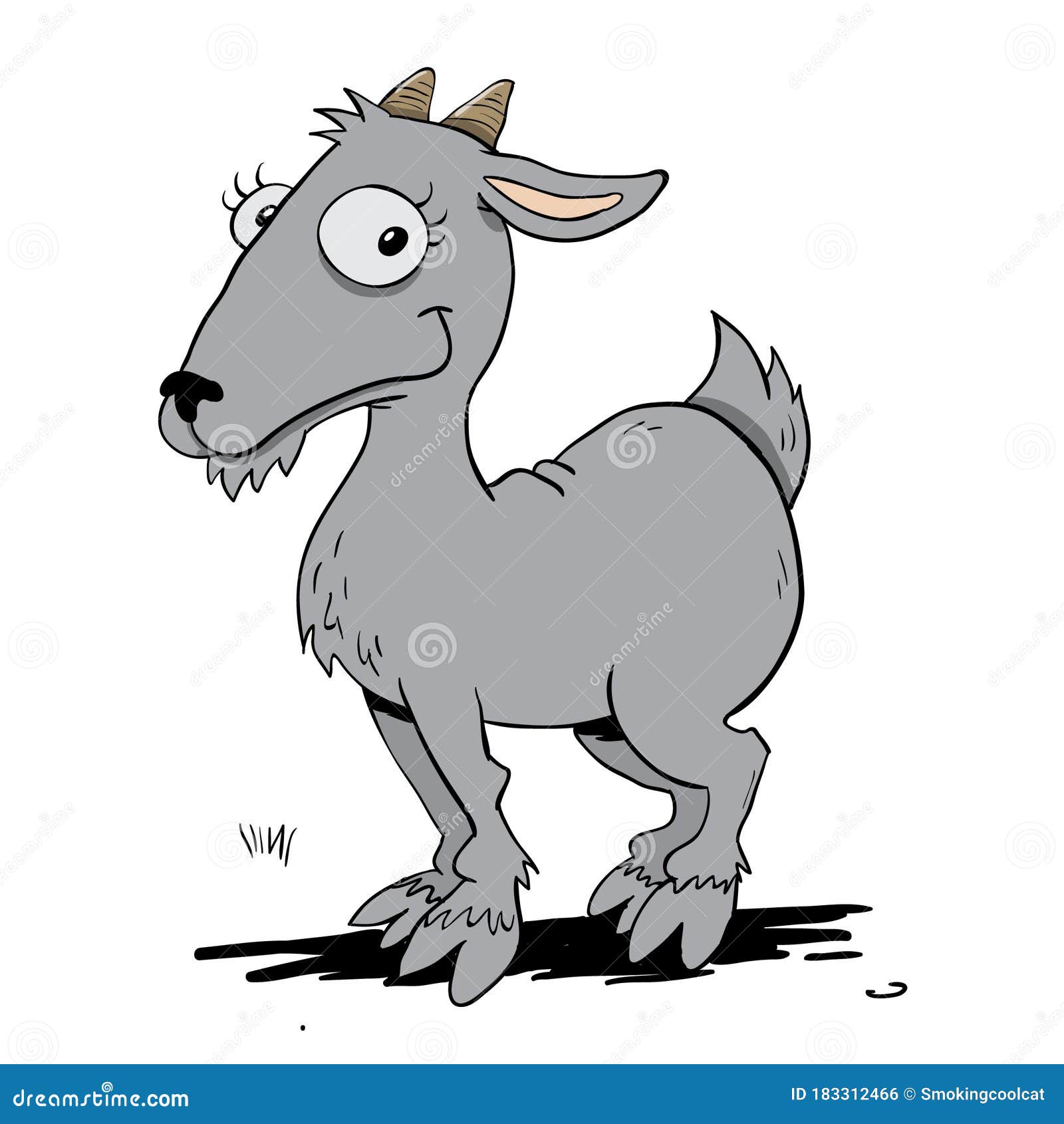 Cute Little Grey Goat Smiling Stock Vector - Illustration of clip ...