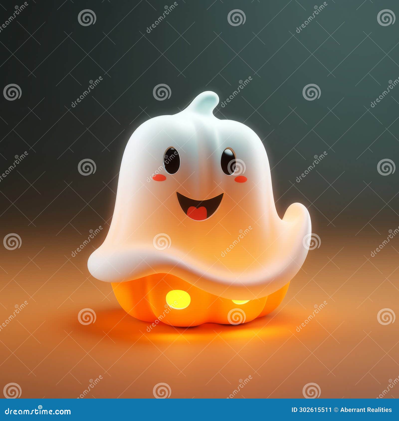 A Cute Little Halloween Ghost with Glowing Eyes Stock Illustration ...