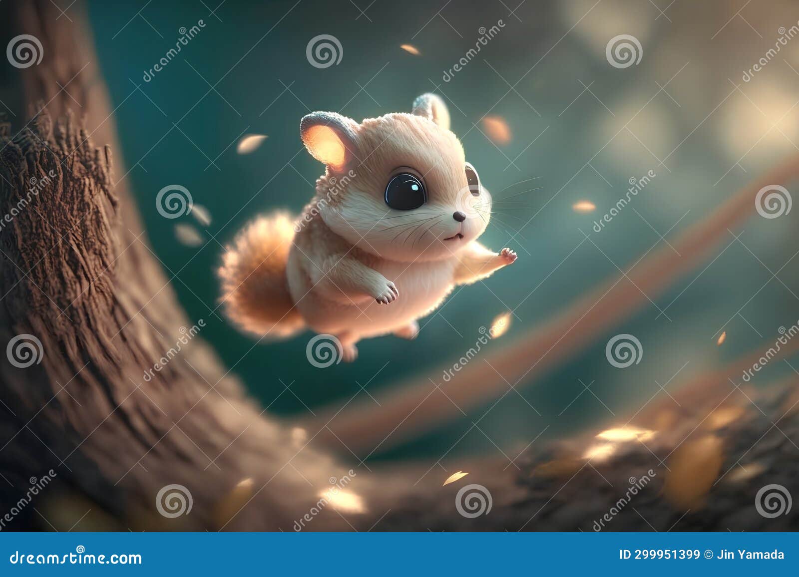 Cute Little Hamster Sitting on a Tree in the Forest. Stock Image ...