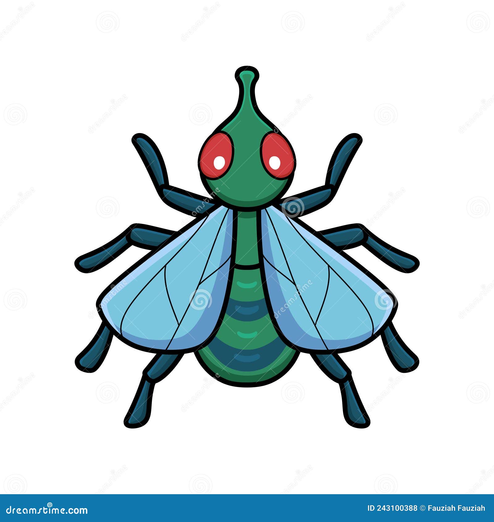 Cute Little House Fly Cartoon Stock Vector - Illustration of chibi ...