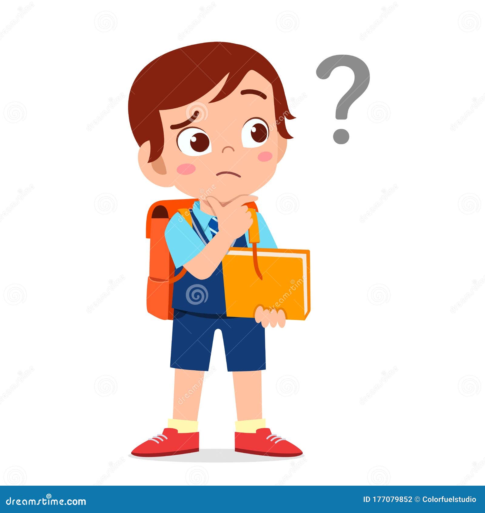 Cute Little Kid Boy Confused with Question Mark Stock Vector ...