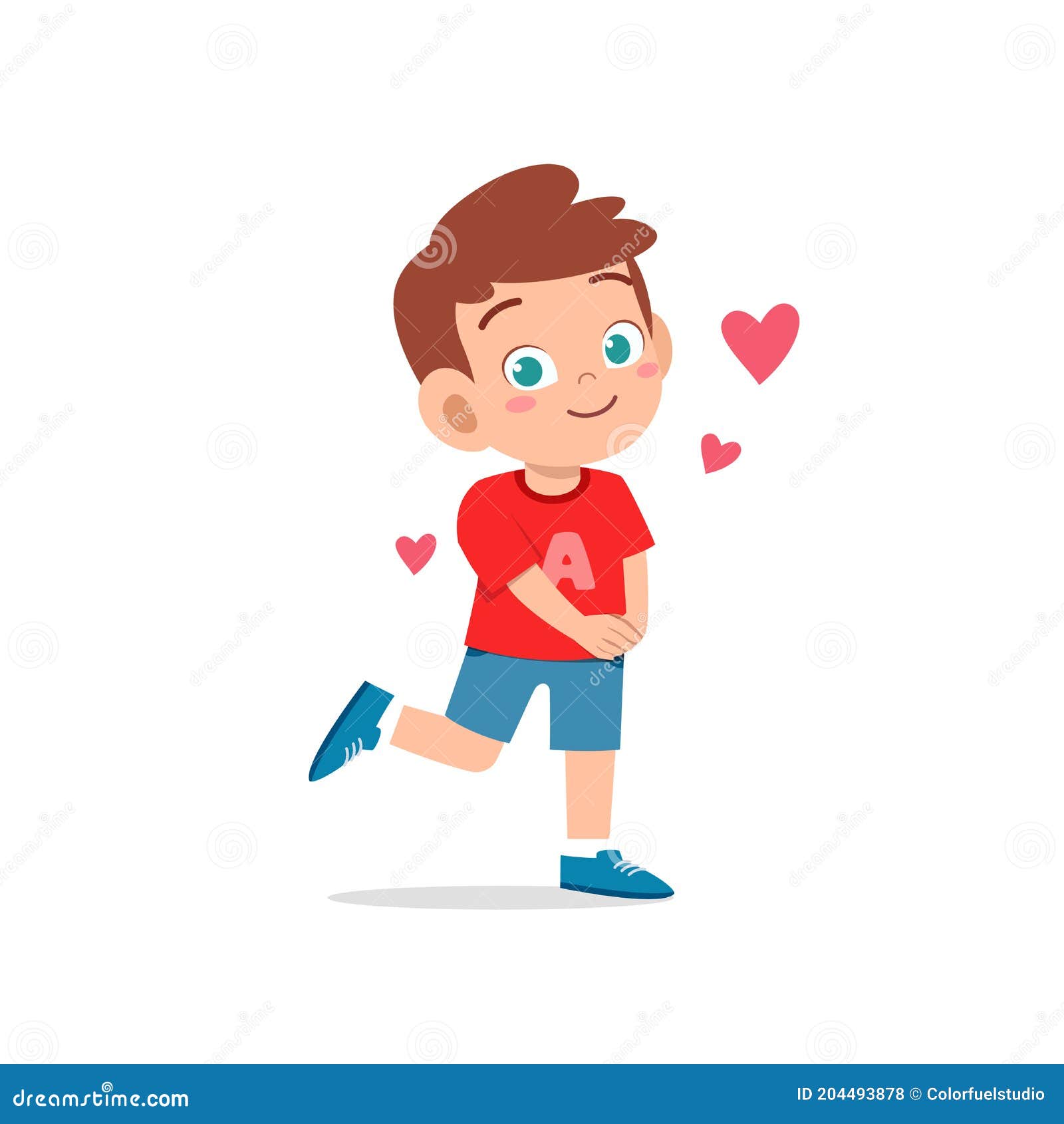 Cute Little Kid Boy Feeling Loved Expression Gesture Stock Vector ...