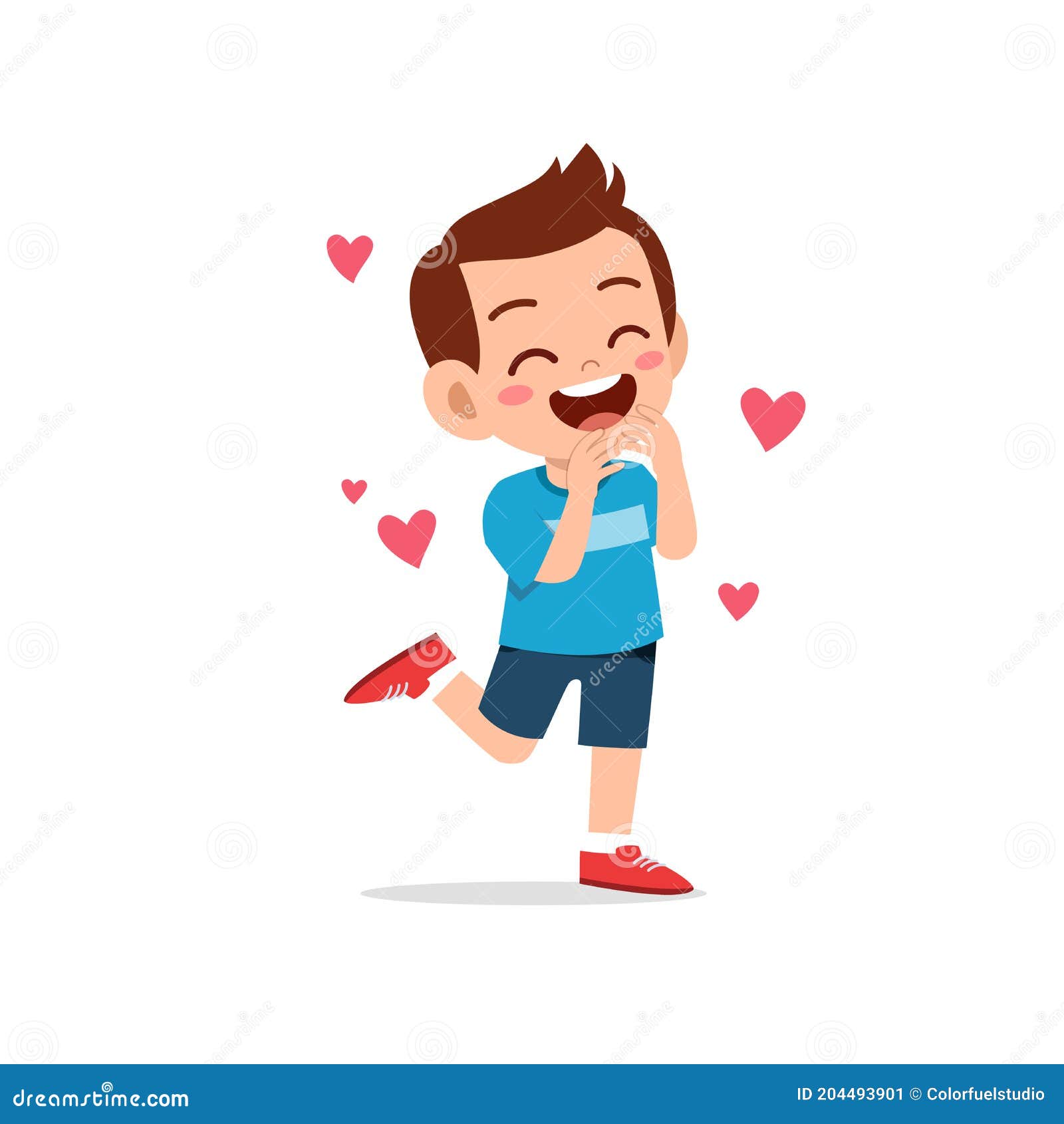 Cute Little Kid Boy Feeling Loved Expression Gesture Stock Vector ...