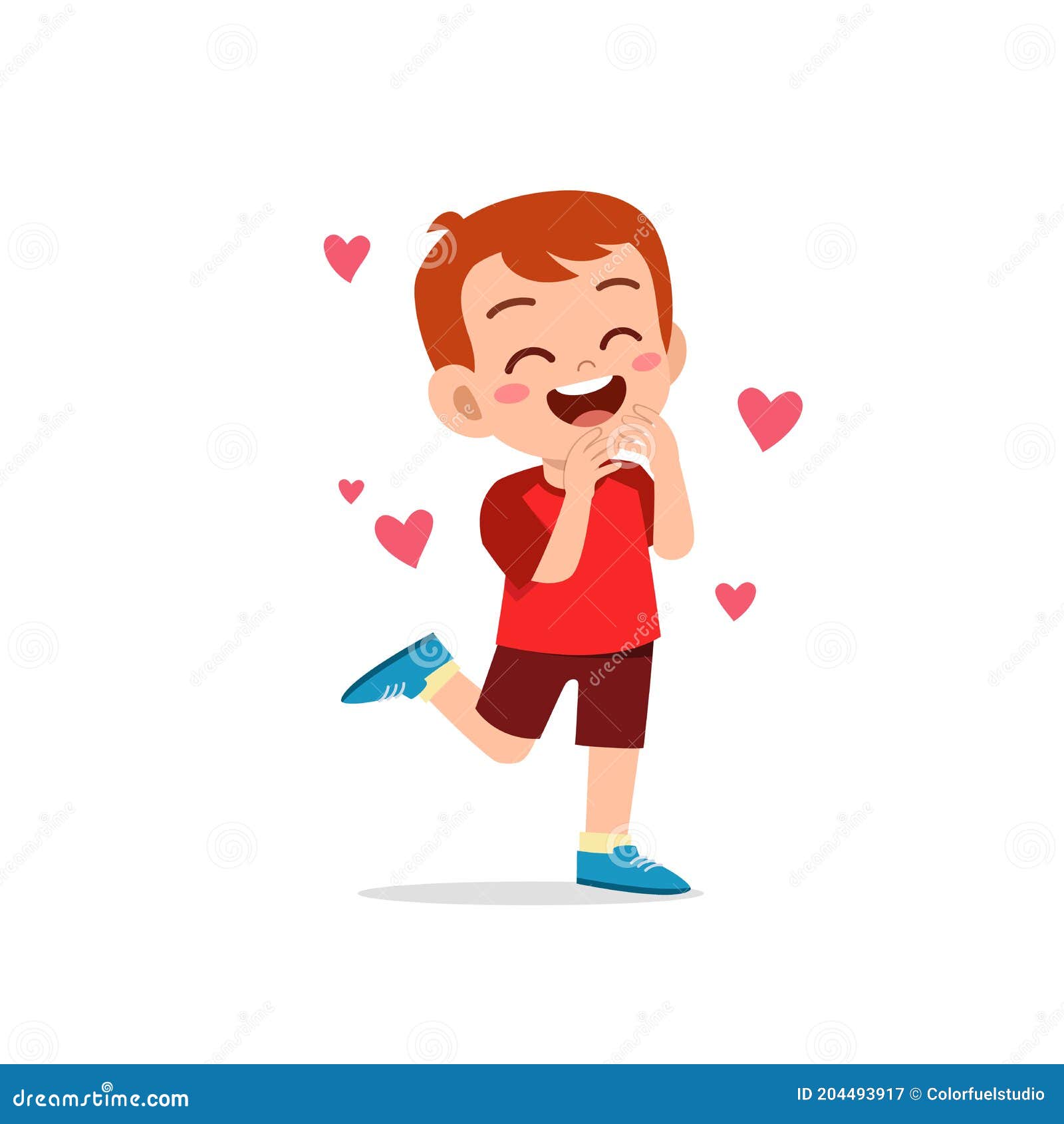 Cute Little Kid Boy Feeling Loved Expression Gesture Stock Vector ...