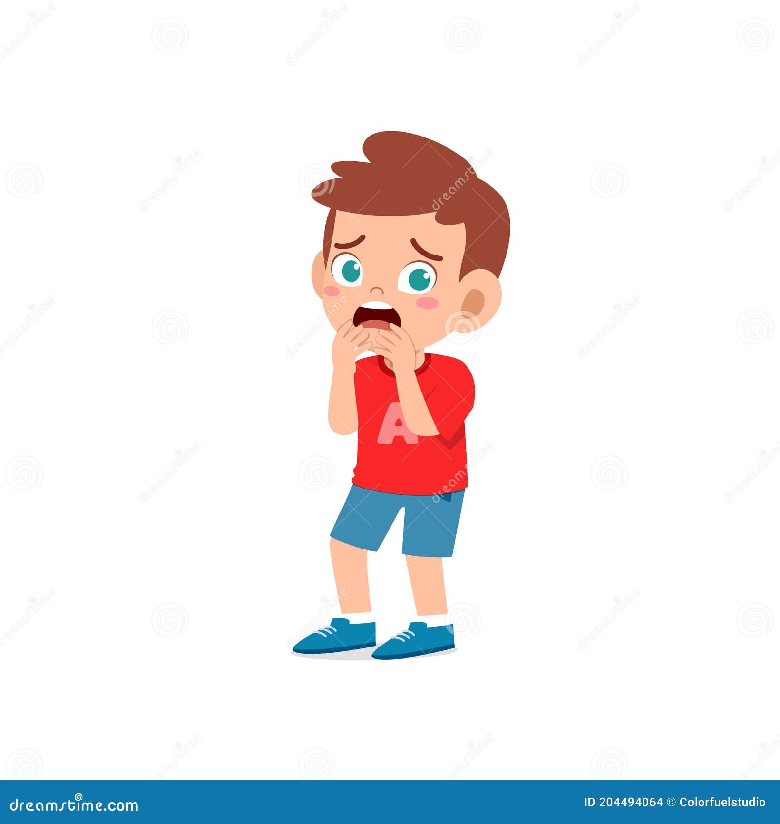 Cute Little Kid Boy Feeling Scared and Shocked Expression Gesture Stock ...