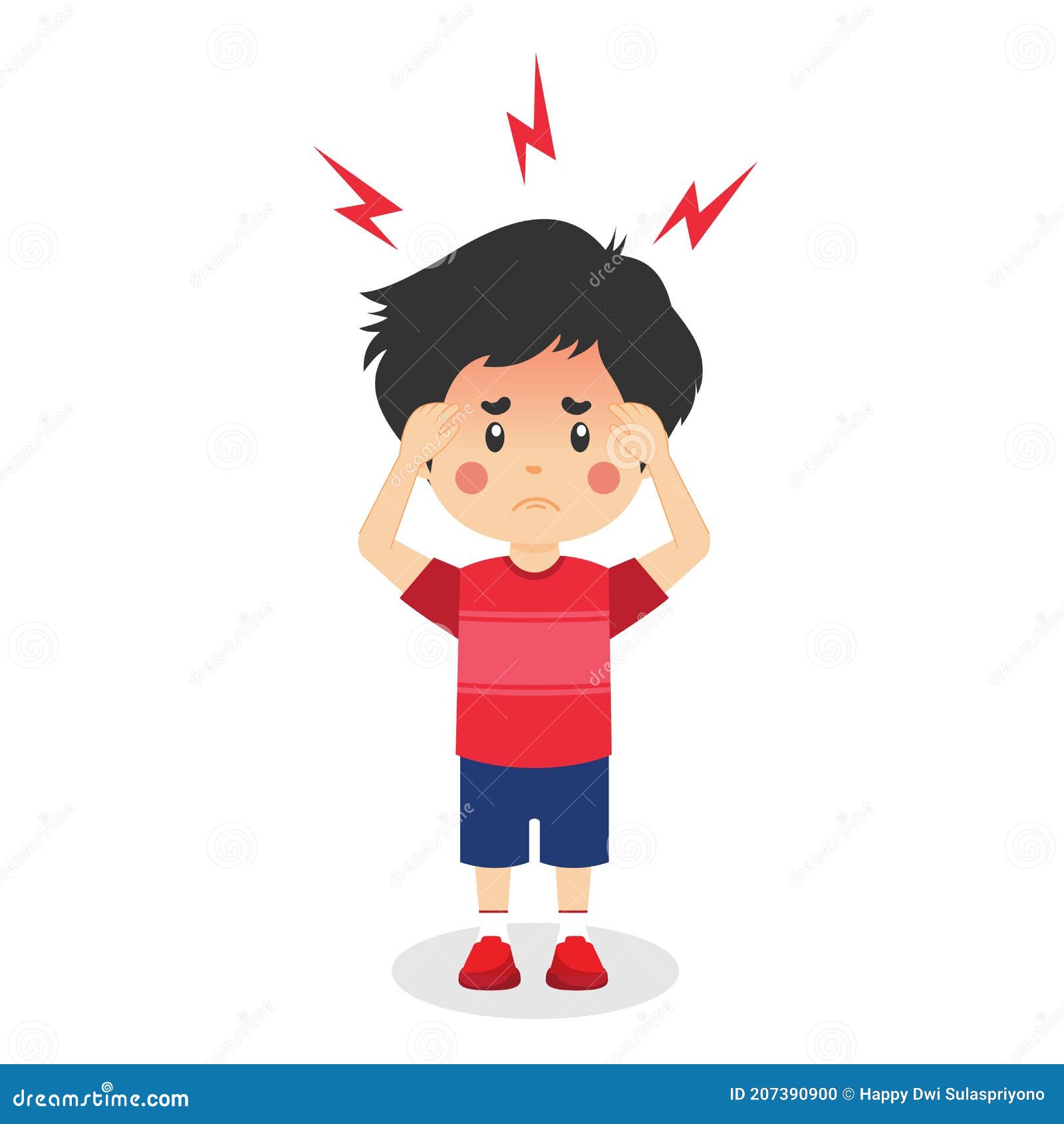 Cute Boy With Headache Cartoon Vector Icon Royalty-Free Illustration ...