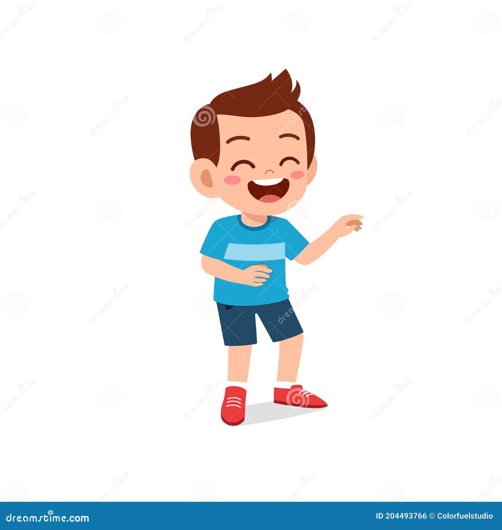 Cute Little Kid Boy Laugh Loud Face Expression Gesture Stock Vector ...