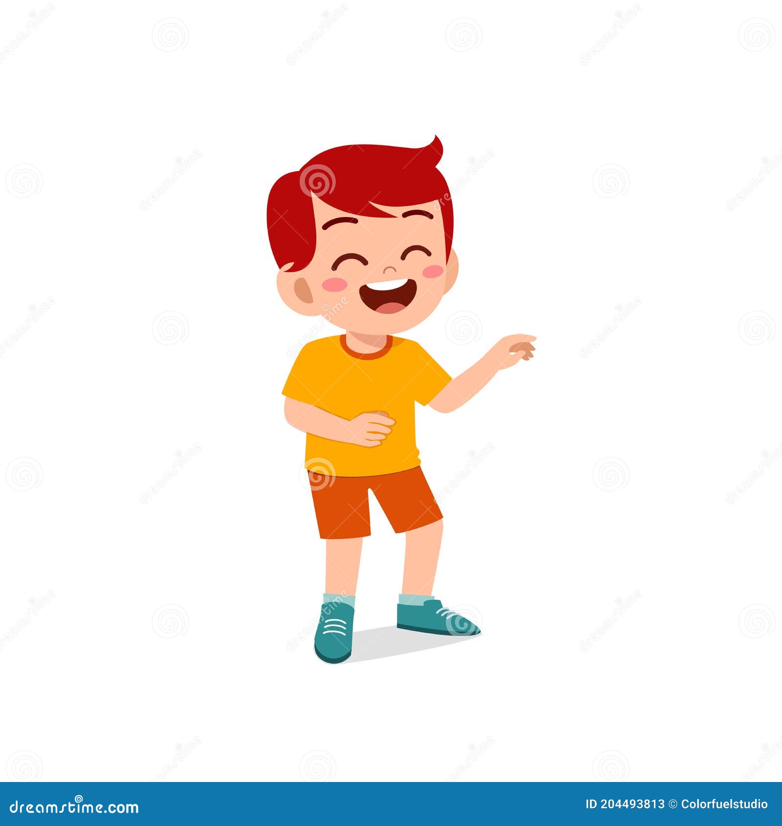 Cute Little Kid Boy Laugh Loud Face Expression Gesture Stock Vector ...