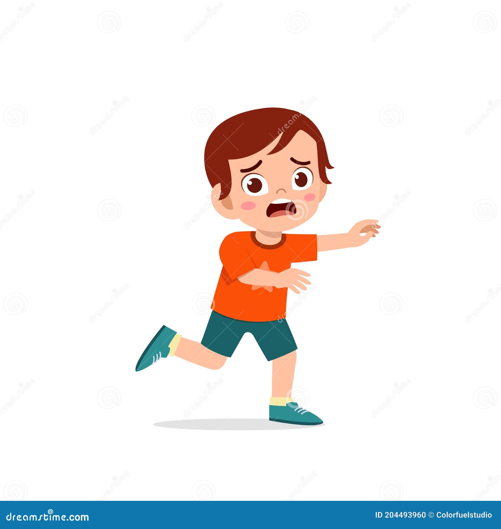 Cute Little Kid Boy Scared and Run Expression Gesture Stock Vector ...