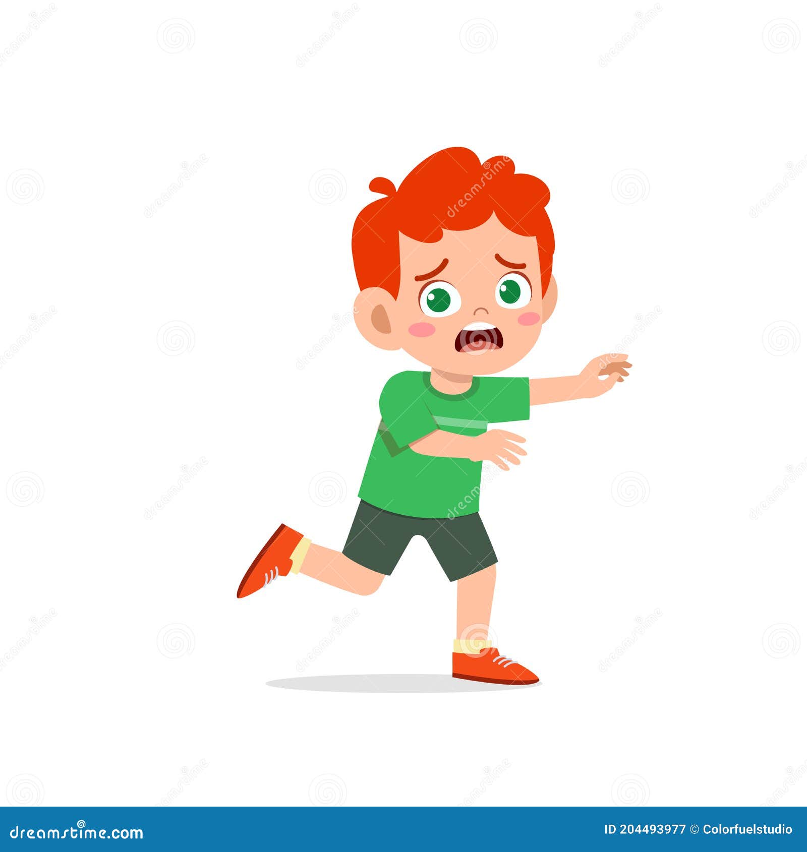 Cute Little Kid Boy Scared and Run Expression Gesture Stock Vector ...