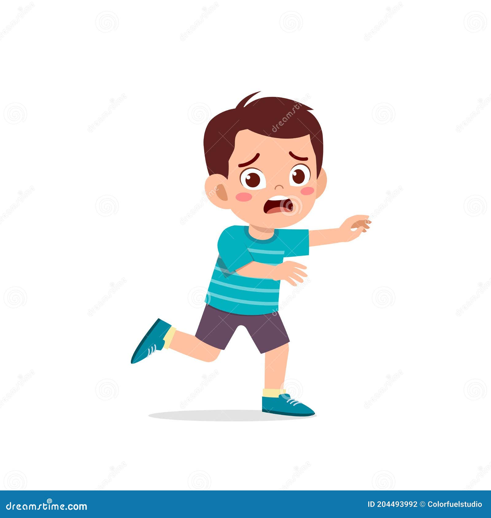 Cute Little Kid Boy Scared and Run Expression Gesture Stock Vector ...