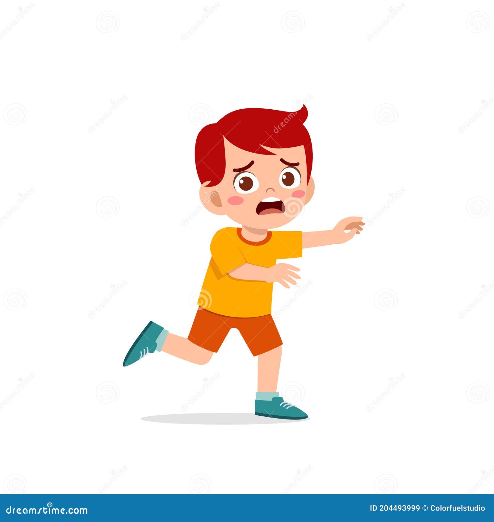 Cute Little Kid Boy Scared and Run Expression Gesture Stock Vector ...