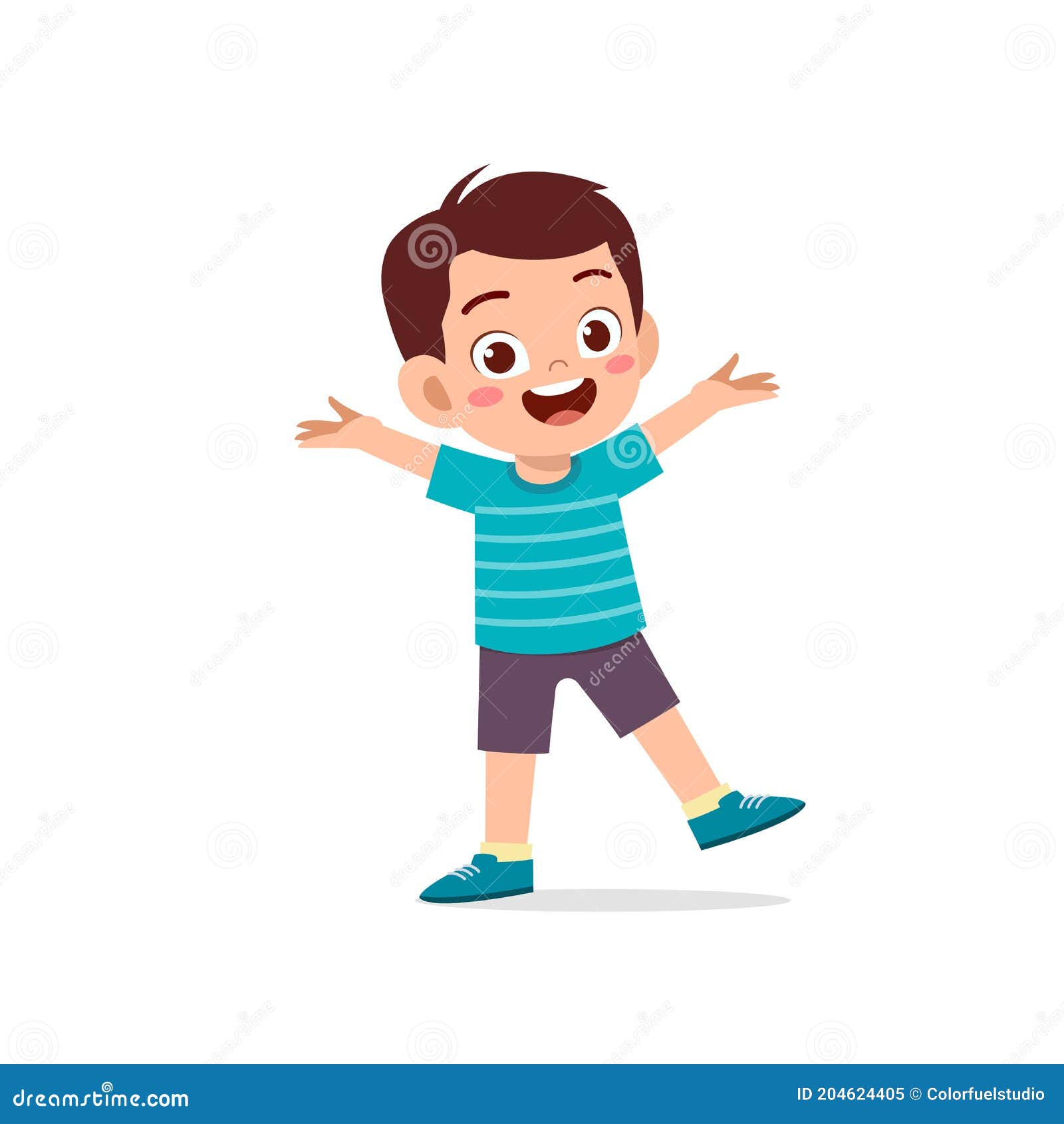 Cute Little Kid Boy Show Happy and Friendly Pose Expression Stock ...