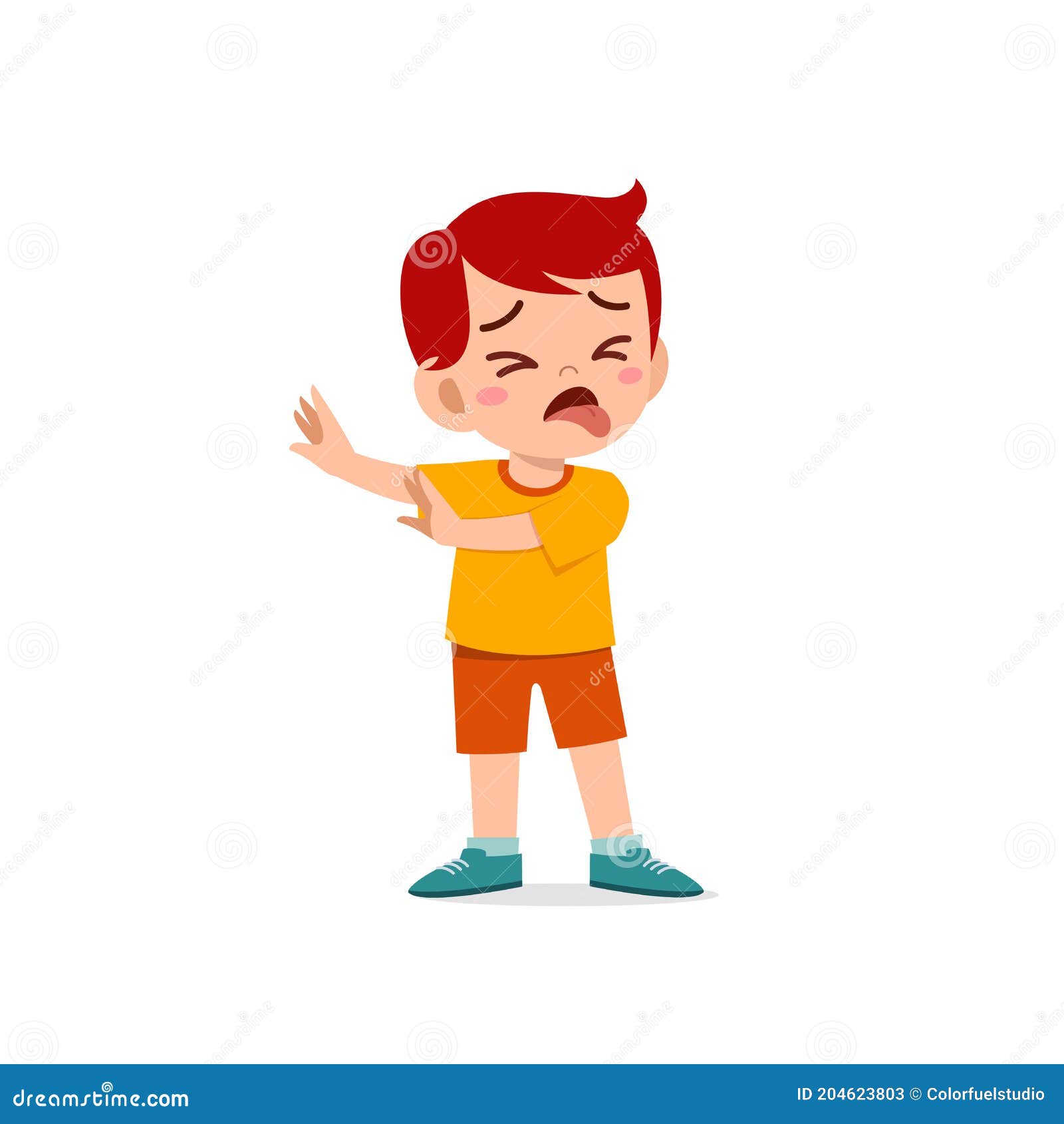 Cute Little Kid Boy Show Refuse and Disgust Pose Expression Stock ...