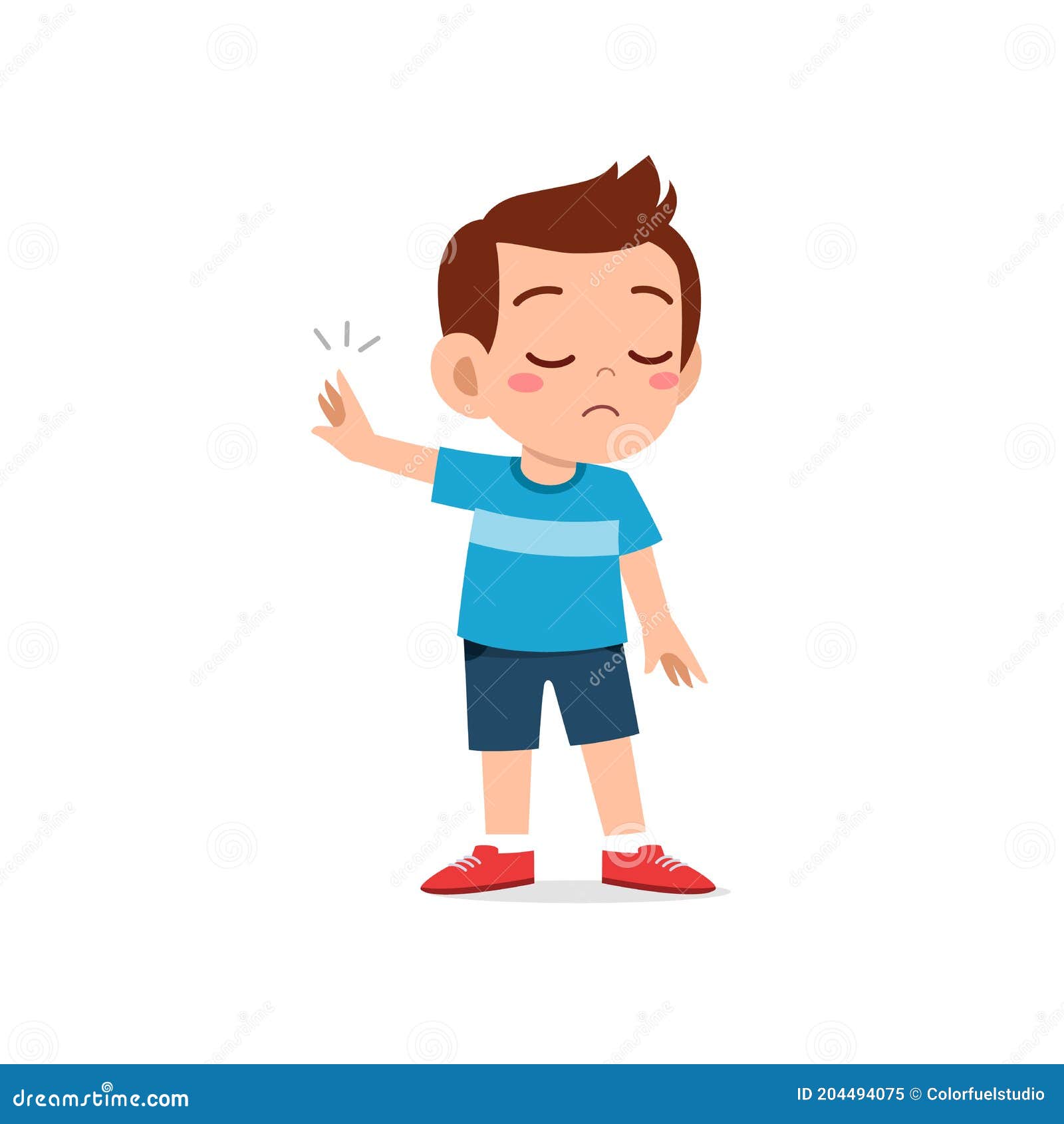 Cute Little Kid Boy Show Refuse Expression Gesture Stock Vector ...
